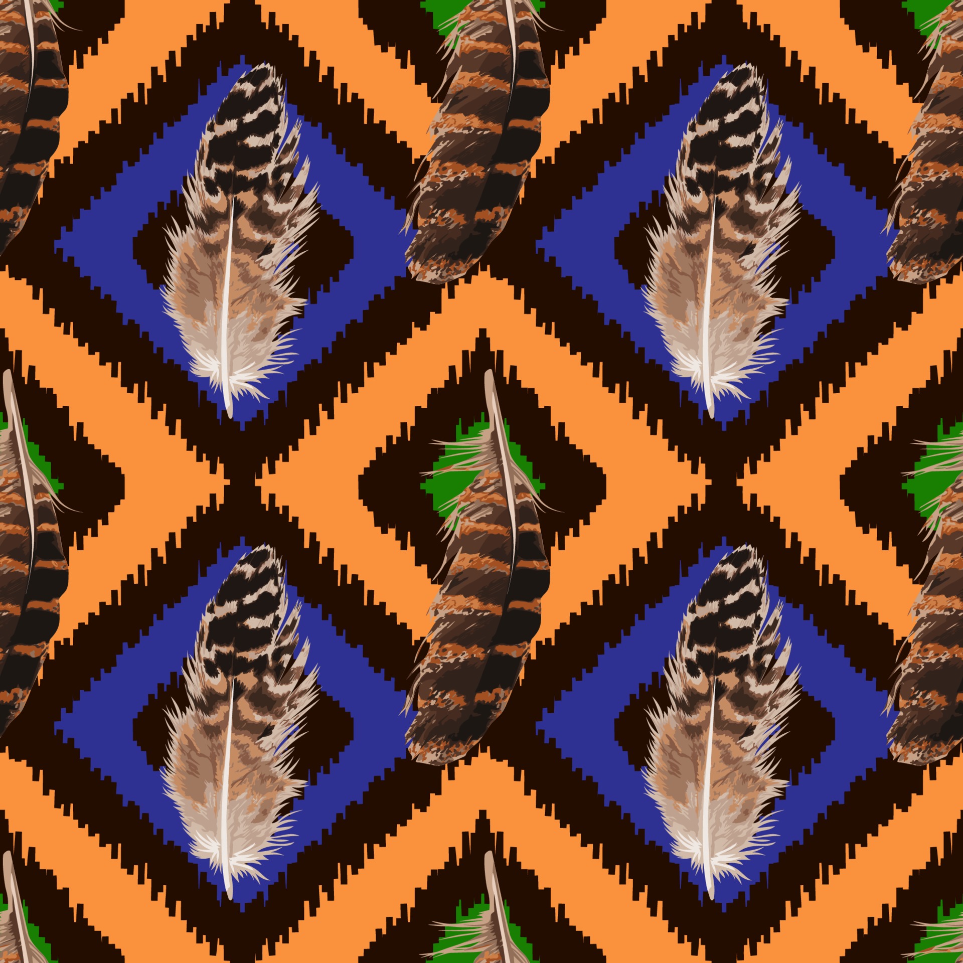 Feather Seamless Pattern 3445005 Vector Art at Vecteezy