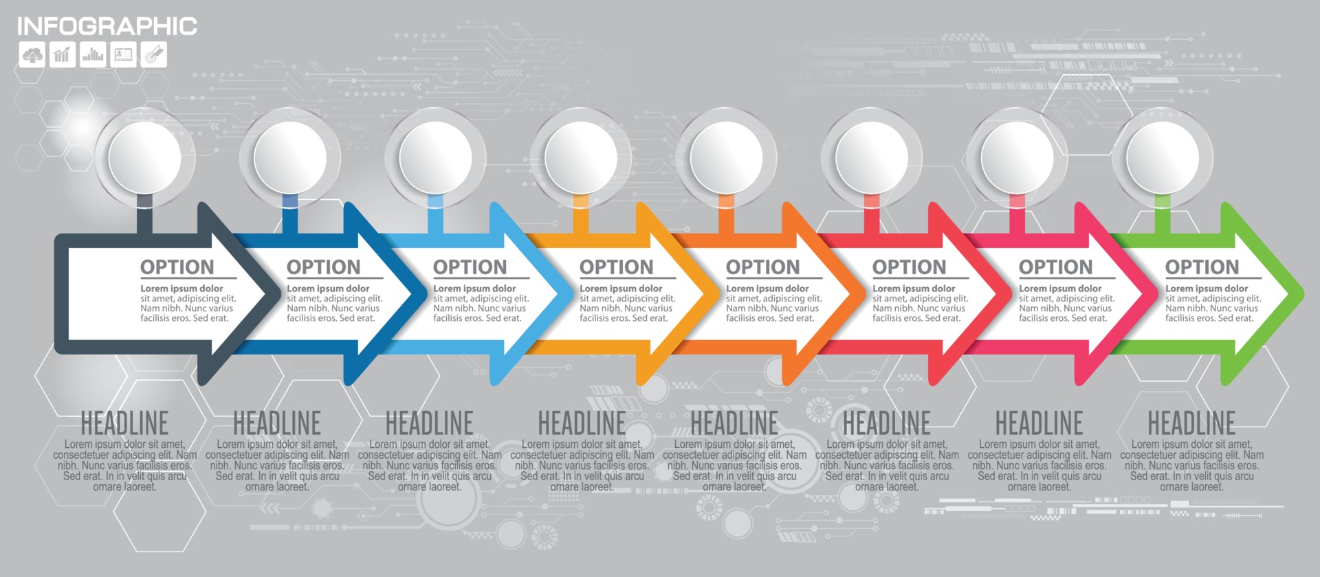 Timeline template with arrows, flowchart, workflow or process 3449901 ...