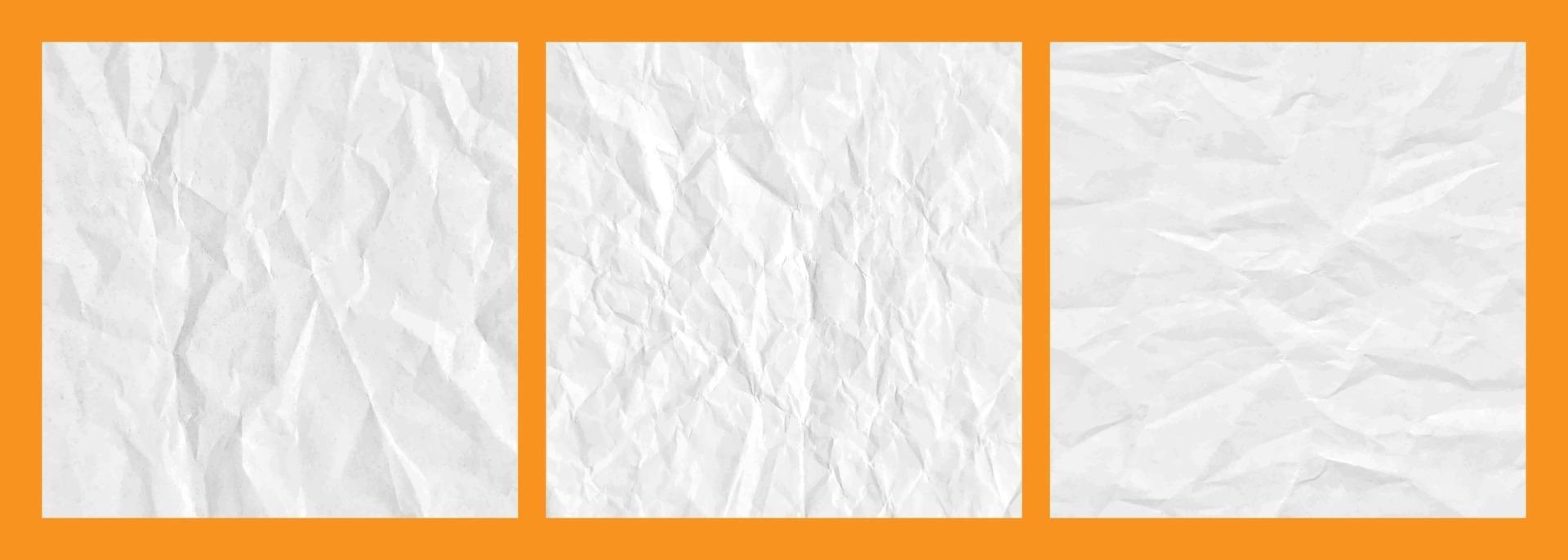 Realistic crumpled white paper texture background set 3450333 Vector ...