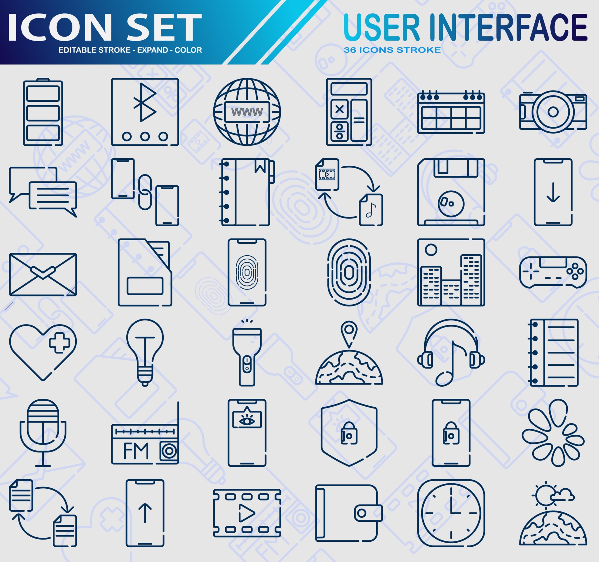 user interface icons set 3455723 Vector Art at Vecteezy