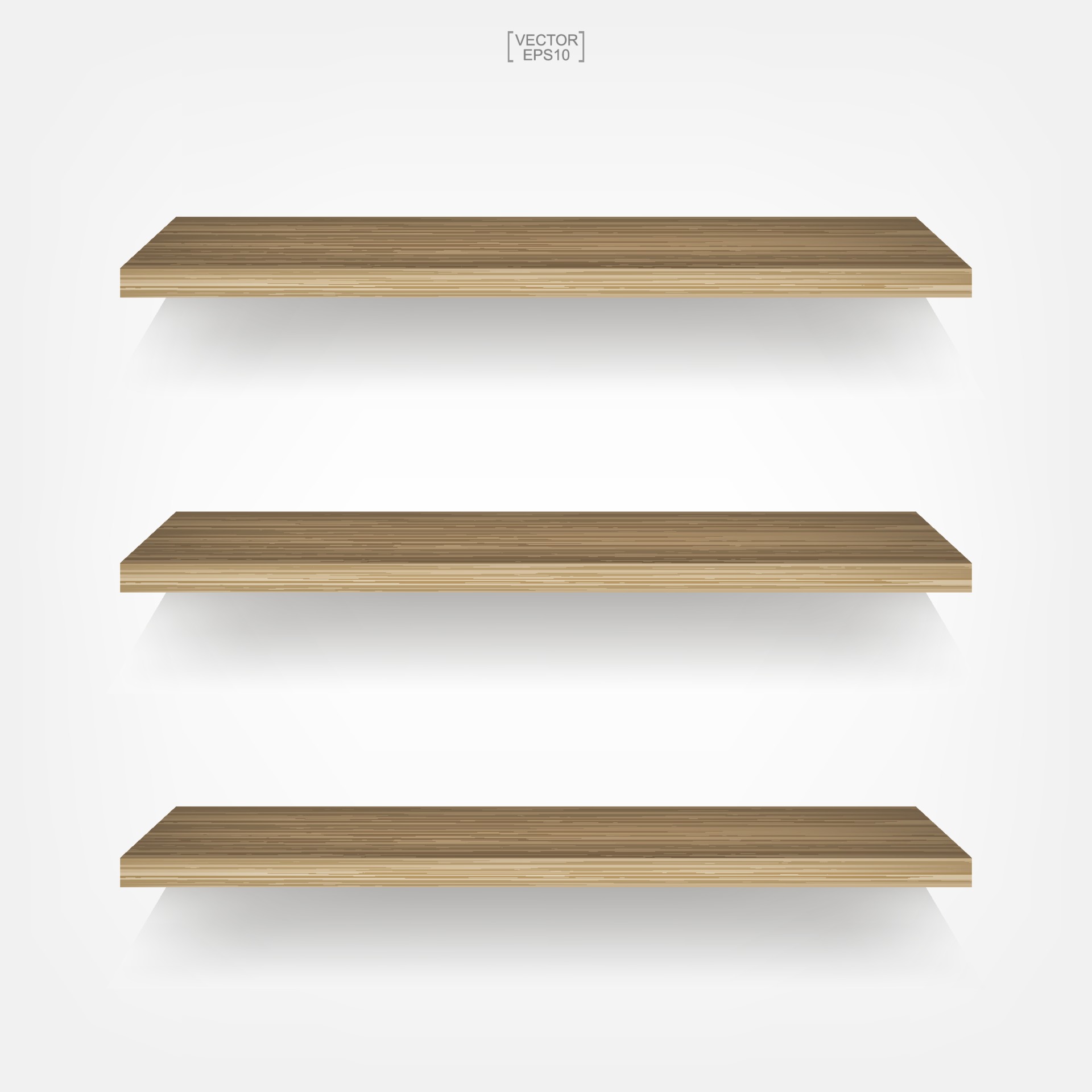 Empty wood shelf on white background with soft shadow. Vector. 3456831 ...