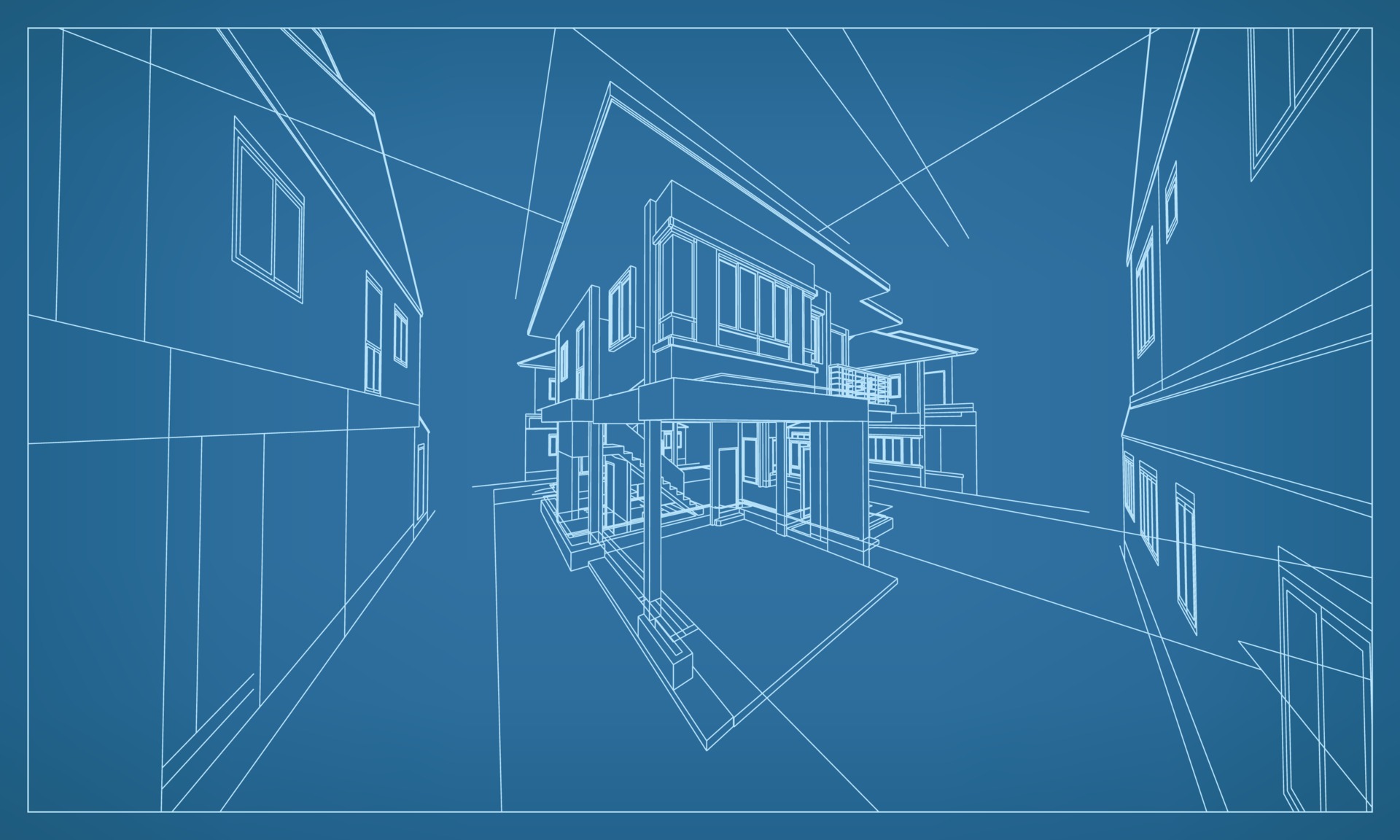 3D perspective render of building wireframe structure. Vector. 3456837 ...