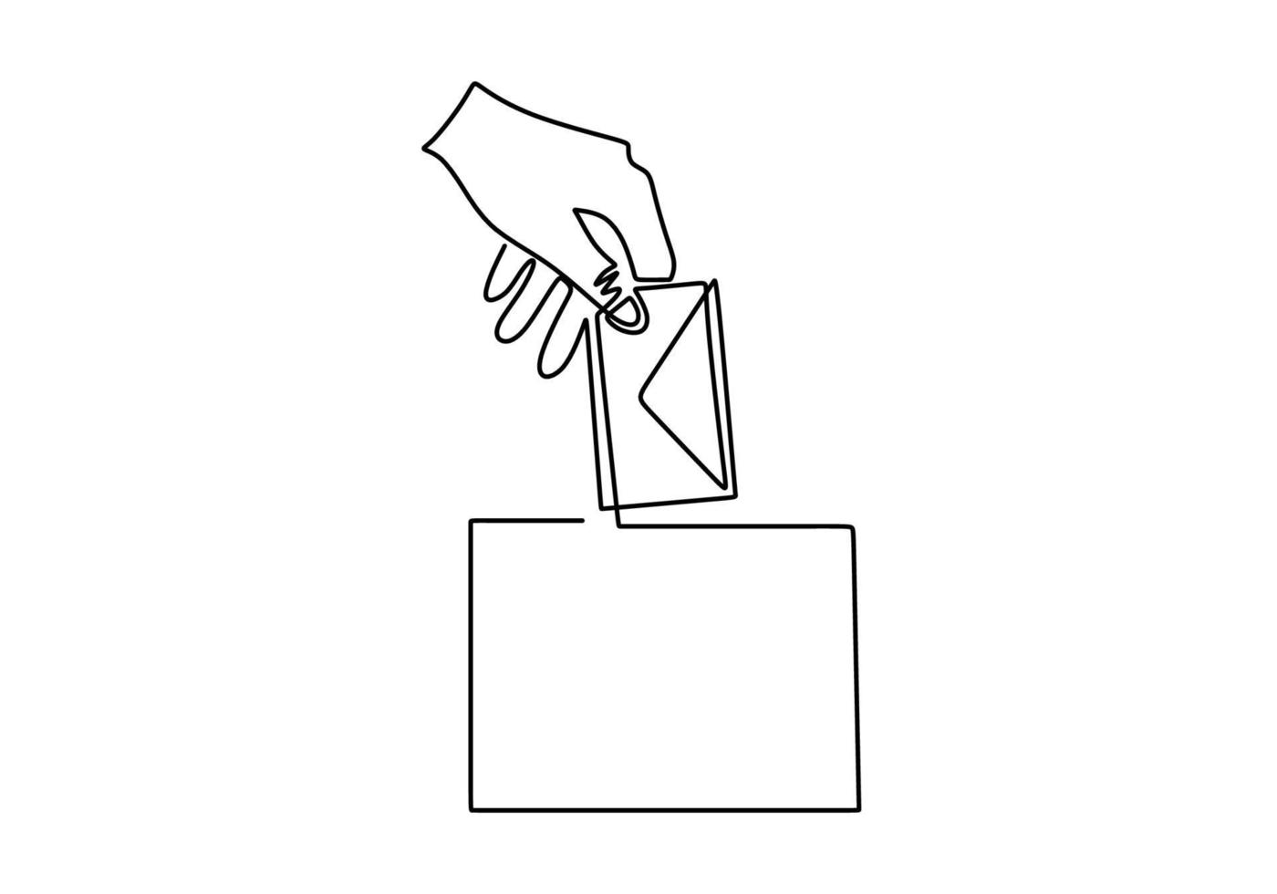 Continuous Single Line Of Left Hand Inserting Vote Paper Into Box continuous-single-line-of-left-hand-inserting-vote-paper-into-box