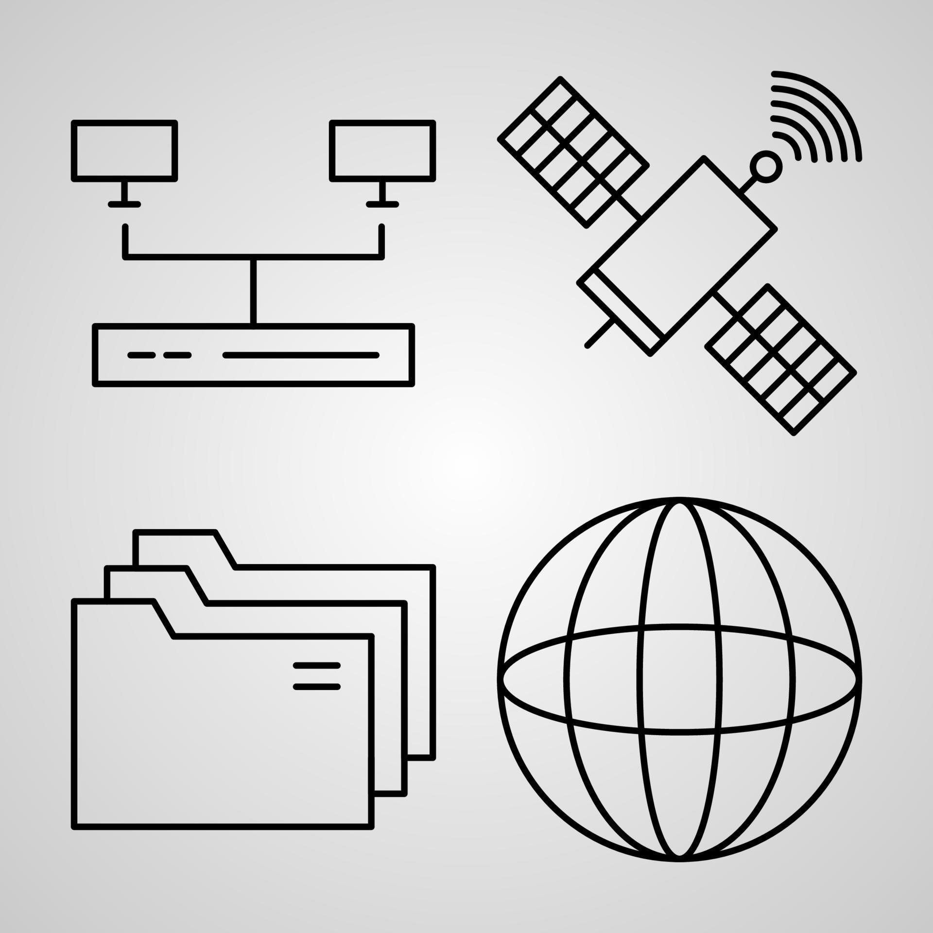 Set of Networking Icons Isolated on White Background 3465632 Vector Art ...