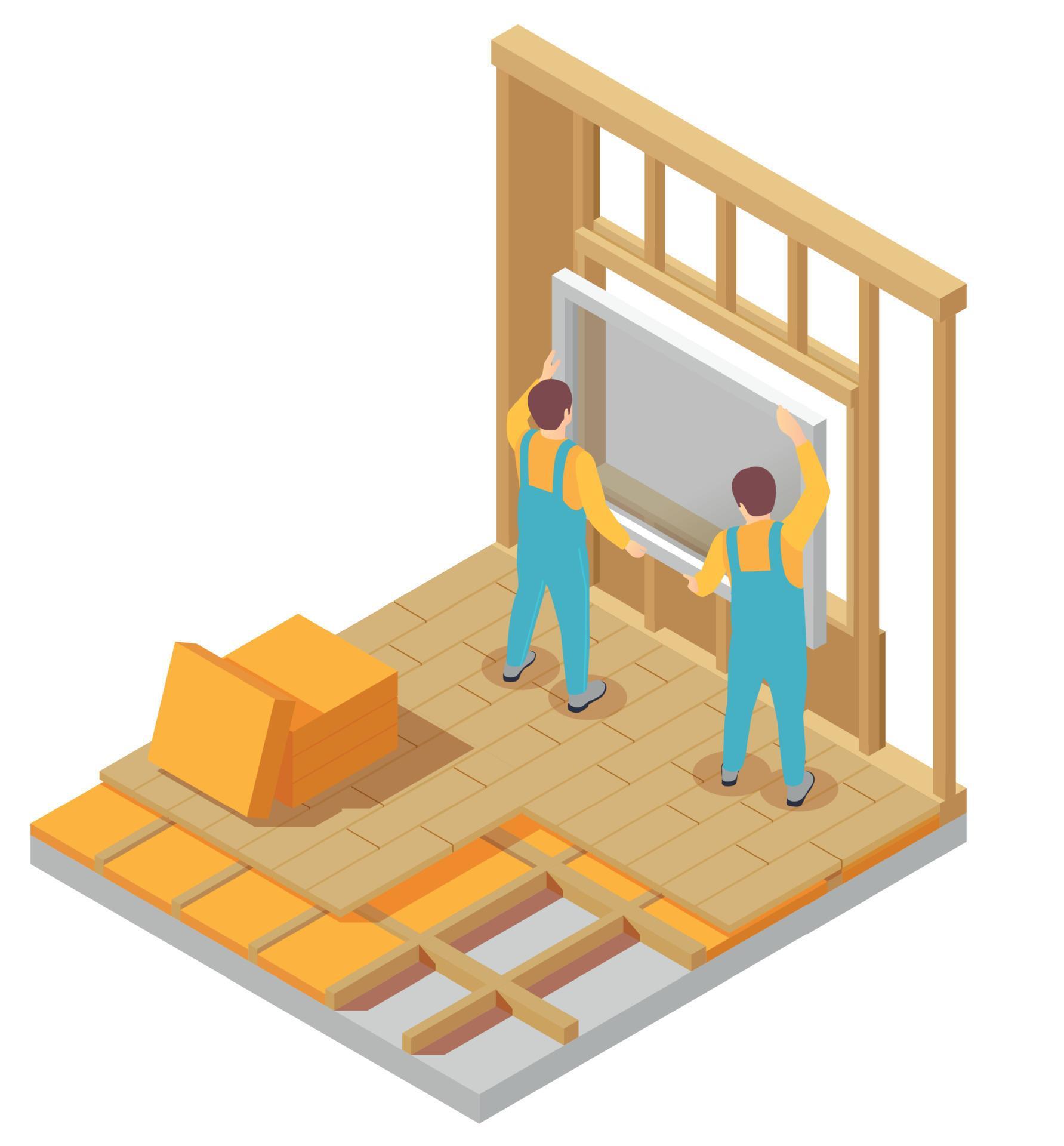 Installing Window Isometric Composition 3471044 Vector Art at Vecteezy