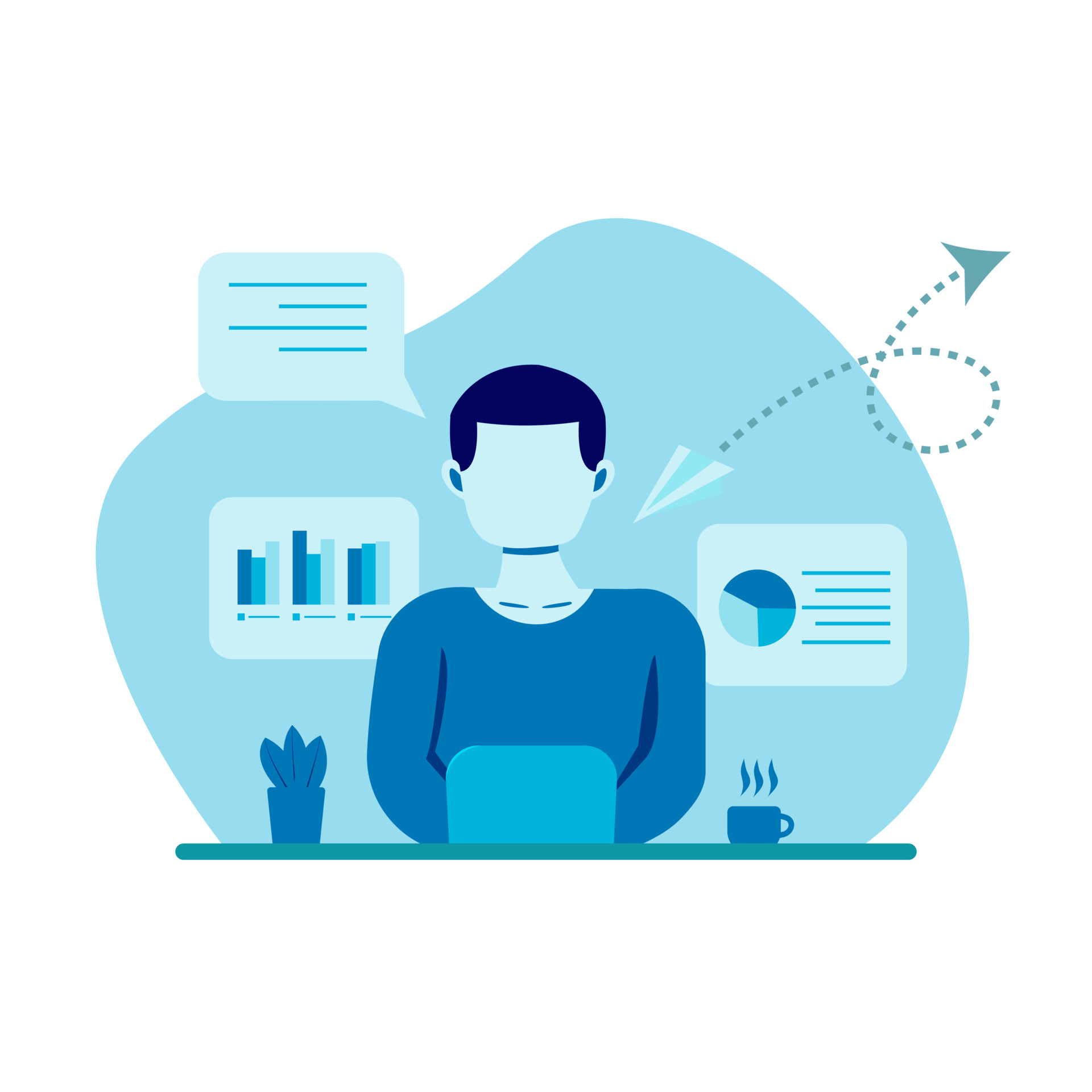 man working at a computer 3475471 Vector Art at Vecteezy