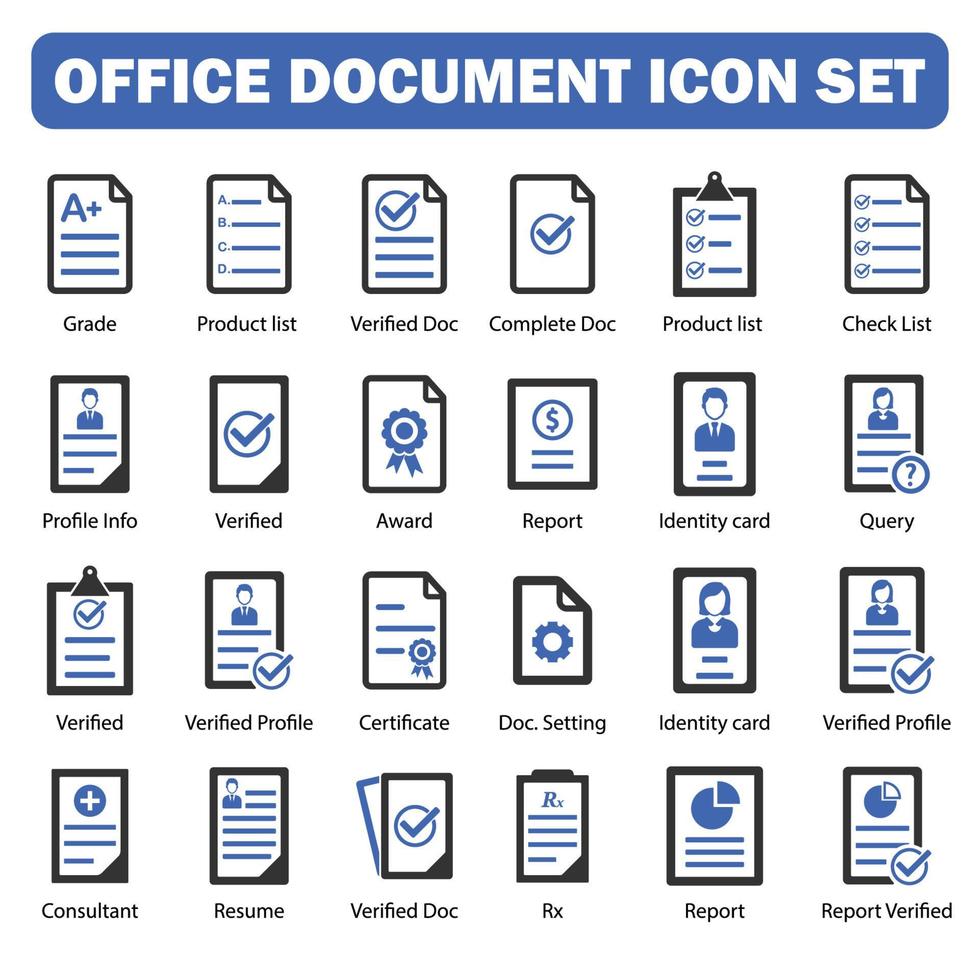 office document icon set collection black and blue 3476271 Vector Art ...