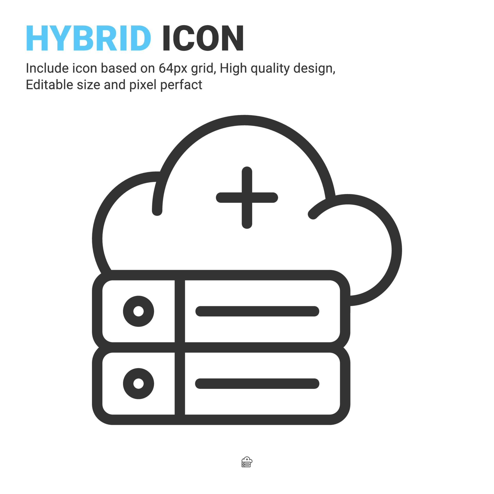 Hybrid icon vector with outline style isolated on white background ...