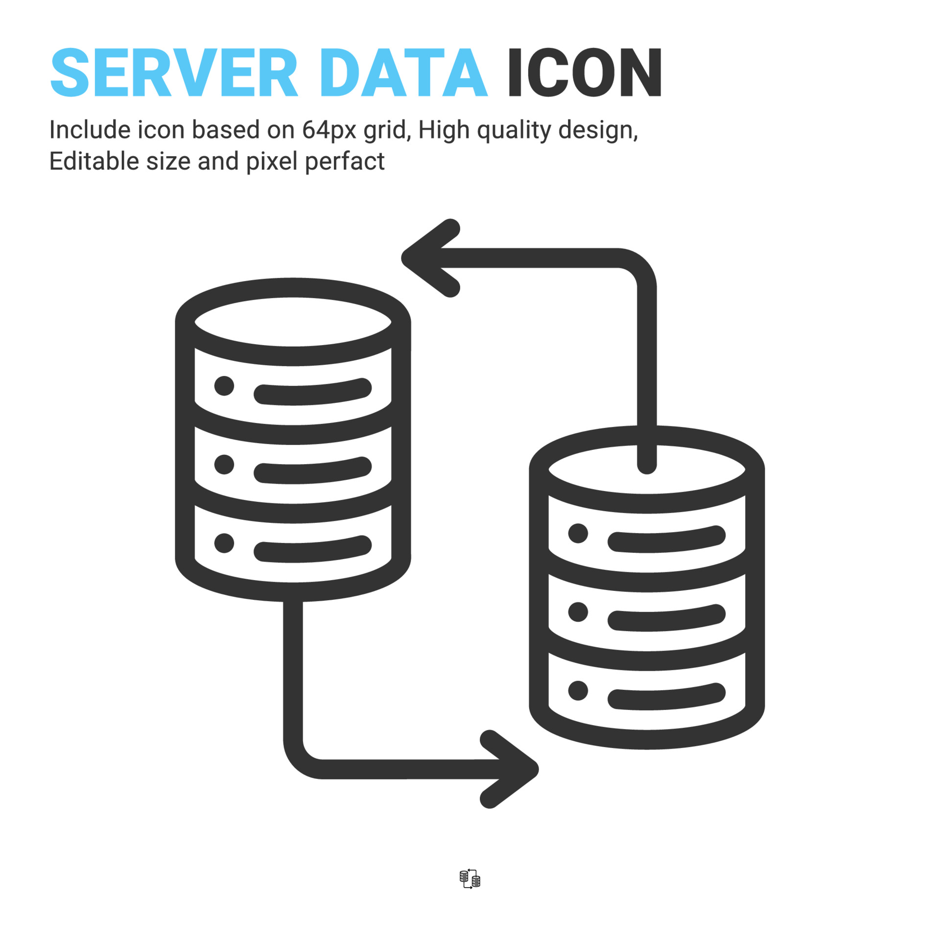 Server Data Icon Vector With Outline Style Isolated On White Background