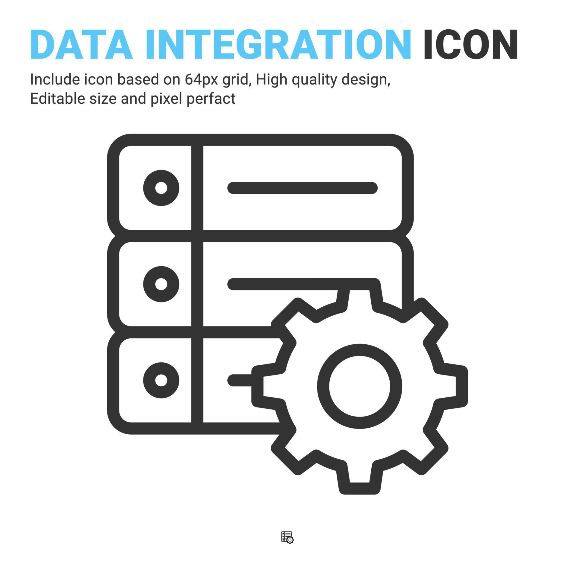Data integration icon vector with outline style isolated on white ...
