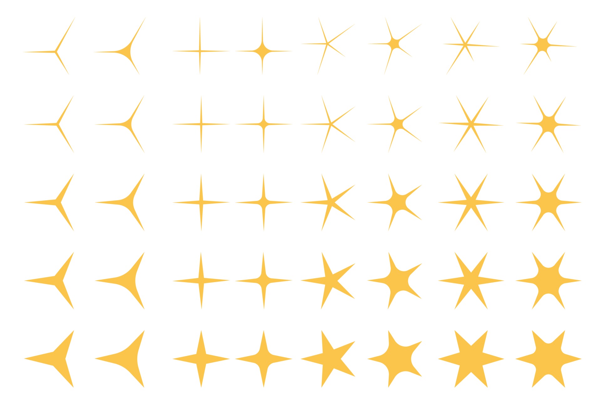 Yellow, gold, orange sparkles symbols. Stars vector. 3484085 Vector Art ...