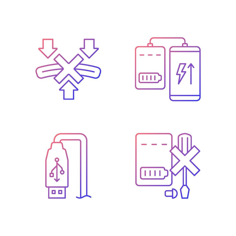 Powerbank proper use gradient linear vector manual label icons set 3485177 Vector Art at Vecteezy