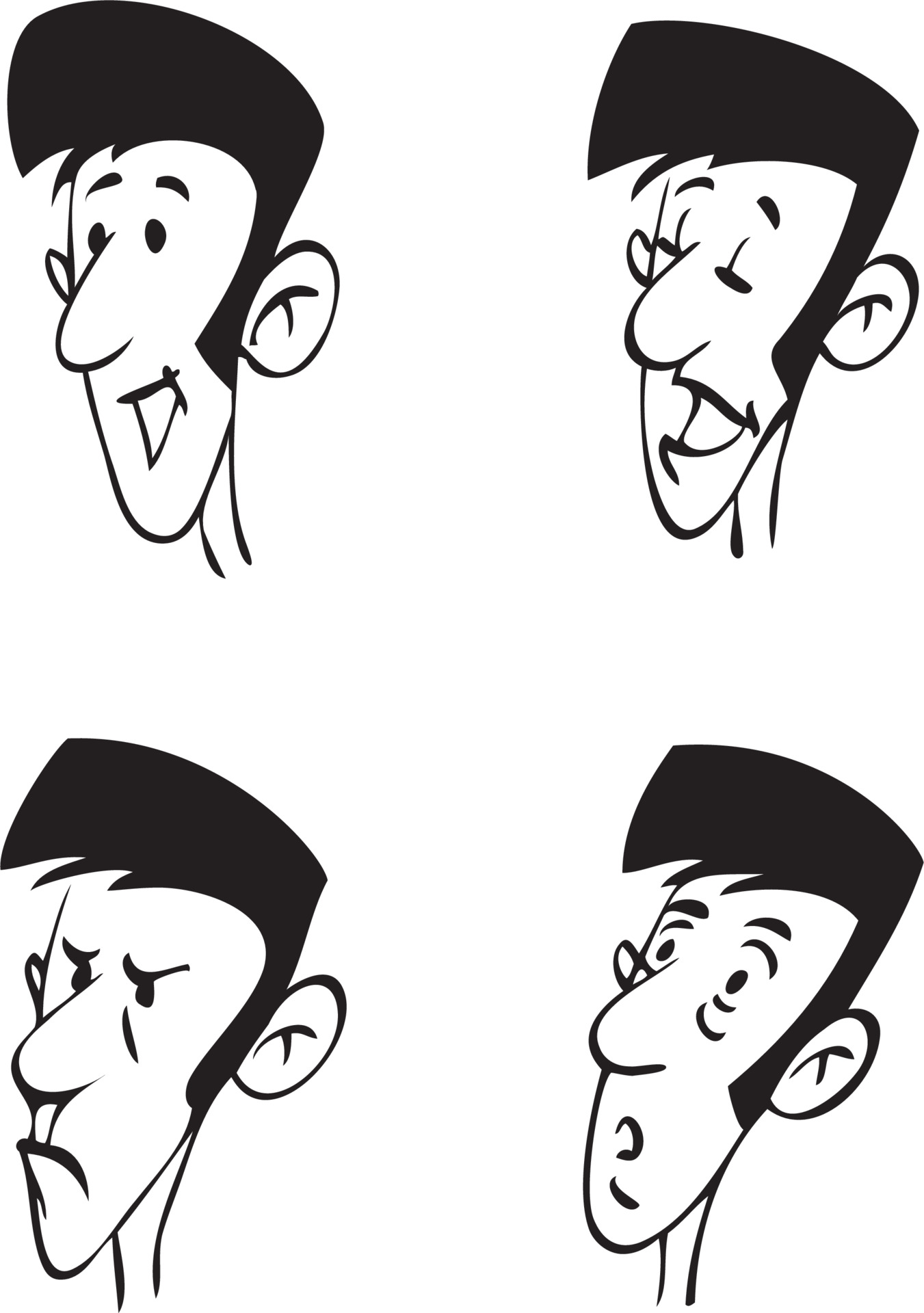 One face, 4 facial expressions 3487297 Vector Art at Vecteezy