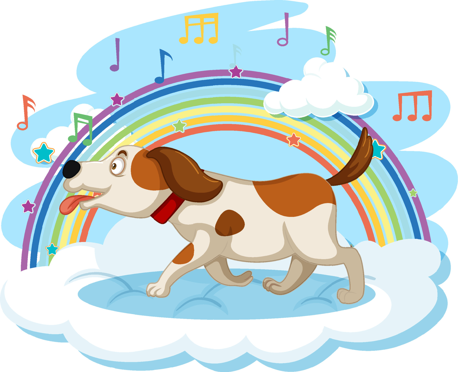 Cute dog on the cloud with rainbow 3488870 Vector Art at Vecteezy