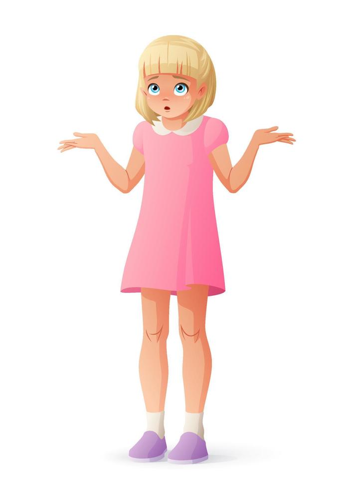 Surprised girl shrugging shoulders vector illustration 3489646 Vector ...