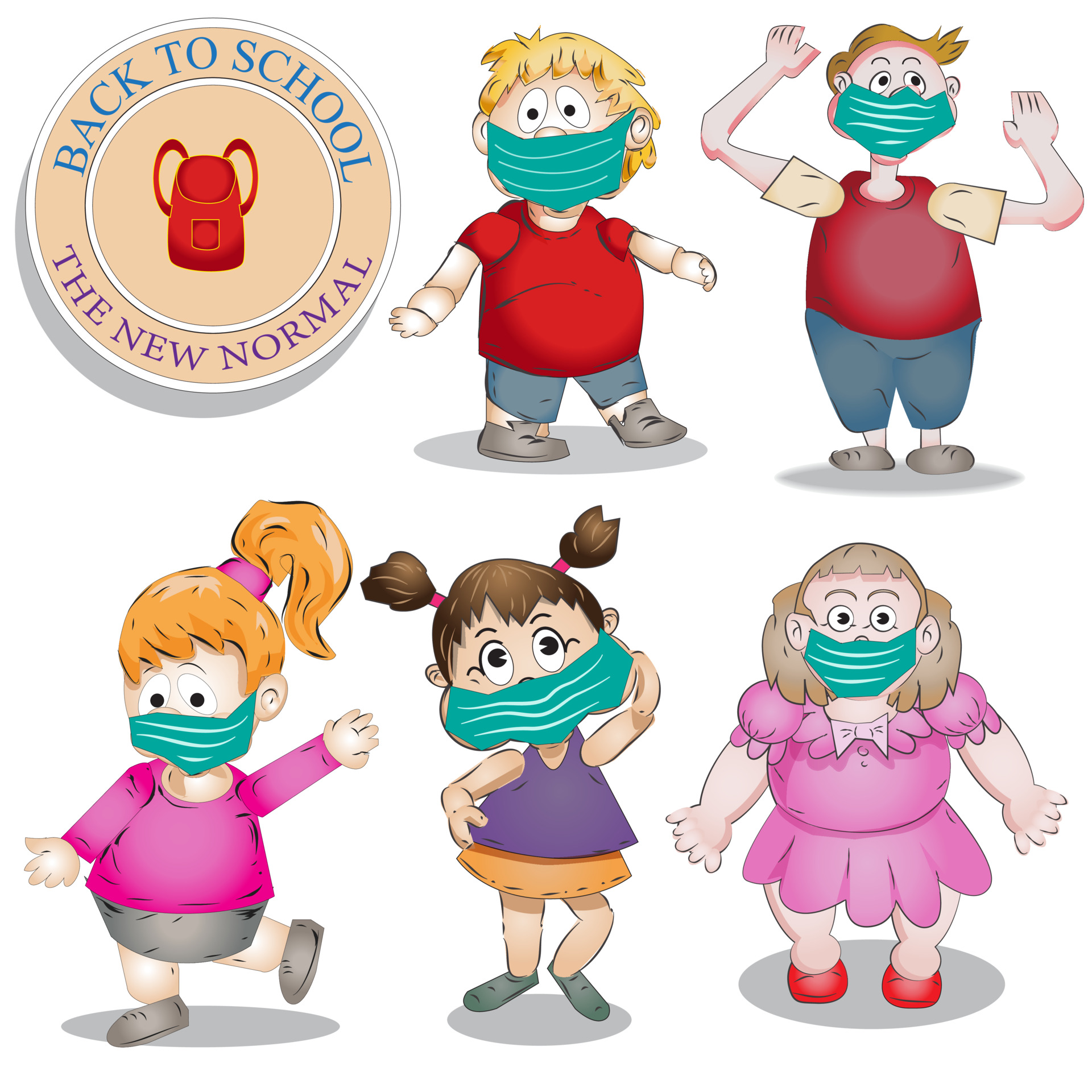 Happy Child Student Wearing Masks 3493942 Vector Art at Vecteezy