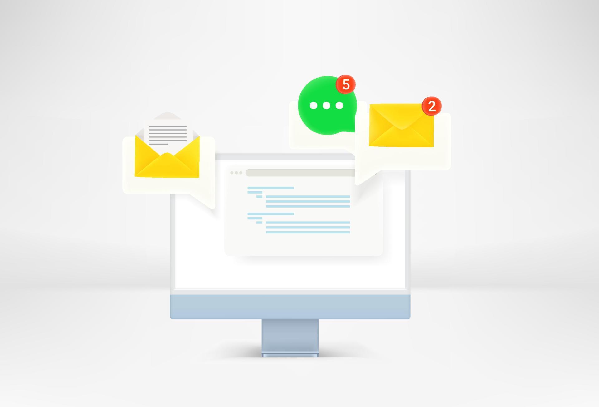 Modern computer with web applications notifications 3494954 Vector Art ...