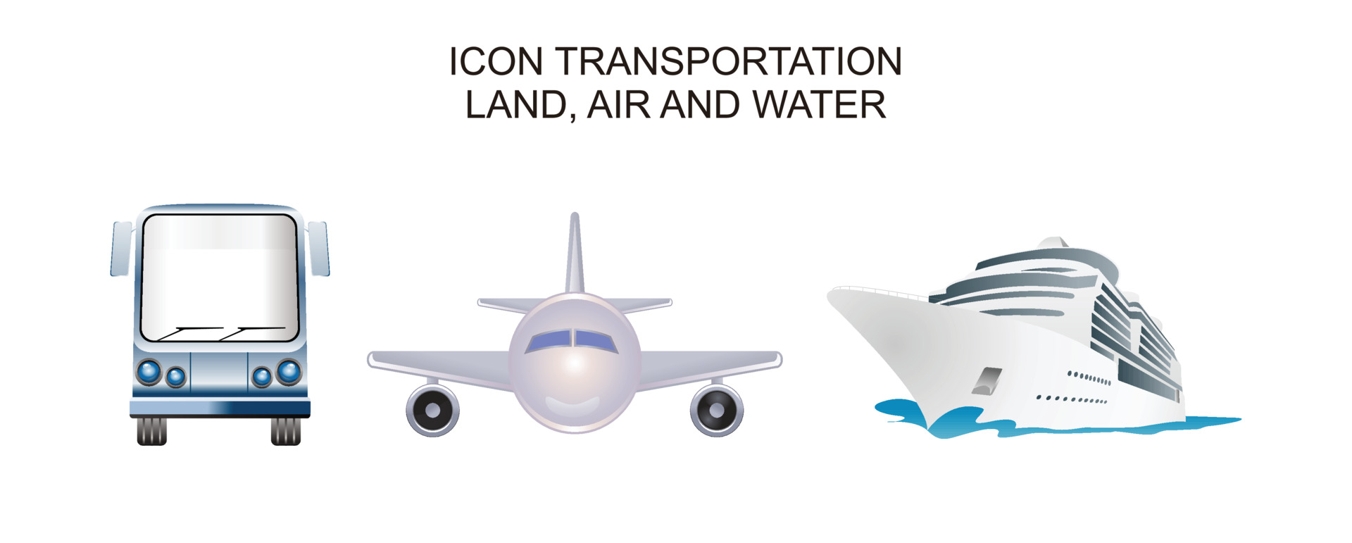 Icon Transportation Land, Air and Water 3501789 Vector Art at Vecteezy