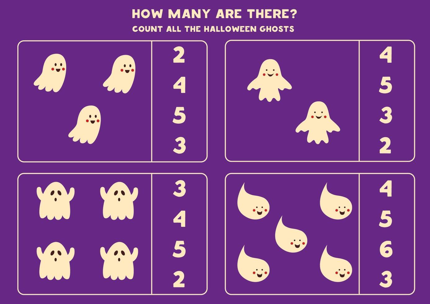 Counting game with Halloween ghosts. Math worksheet. 3502673 Vector Art ... Counting game with Halloween ghosts. Math worksheet. 3502673 Vector Art ...