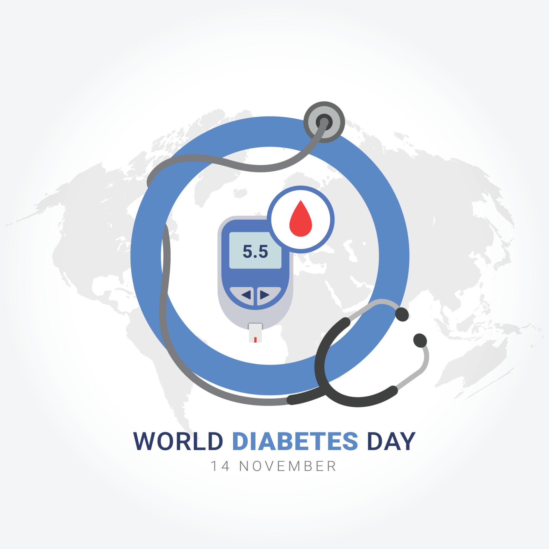 World Diabetes Day Banner Celebration 14 November Awareness Month