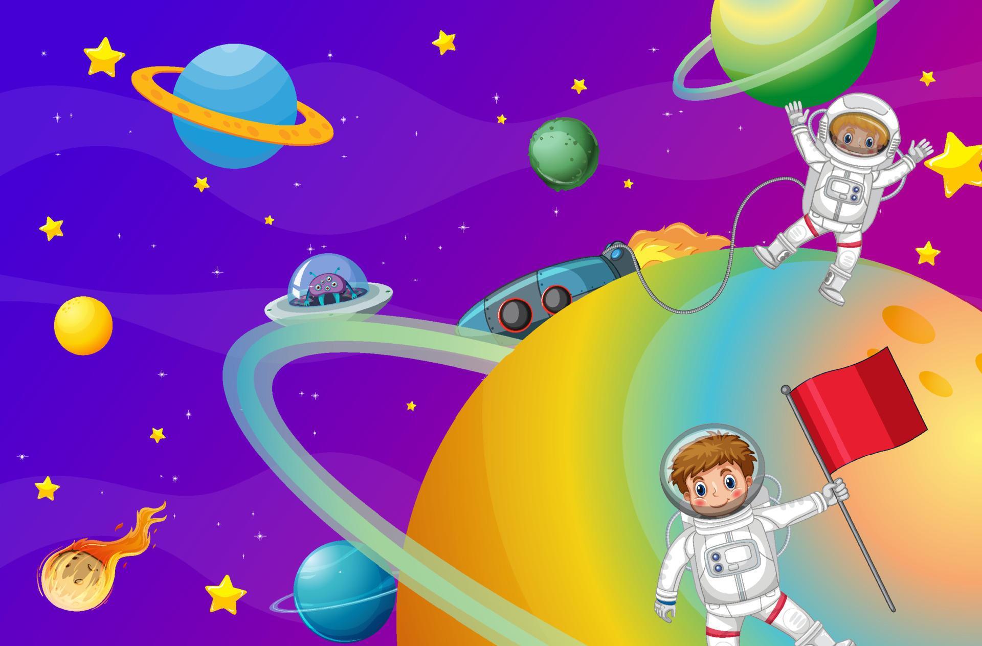 A Space Cartoon Background Scene 3509756 Vector Art At Vecteezy