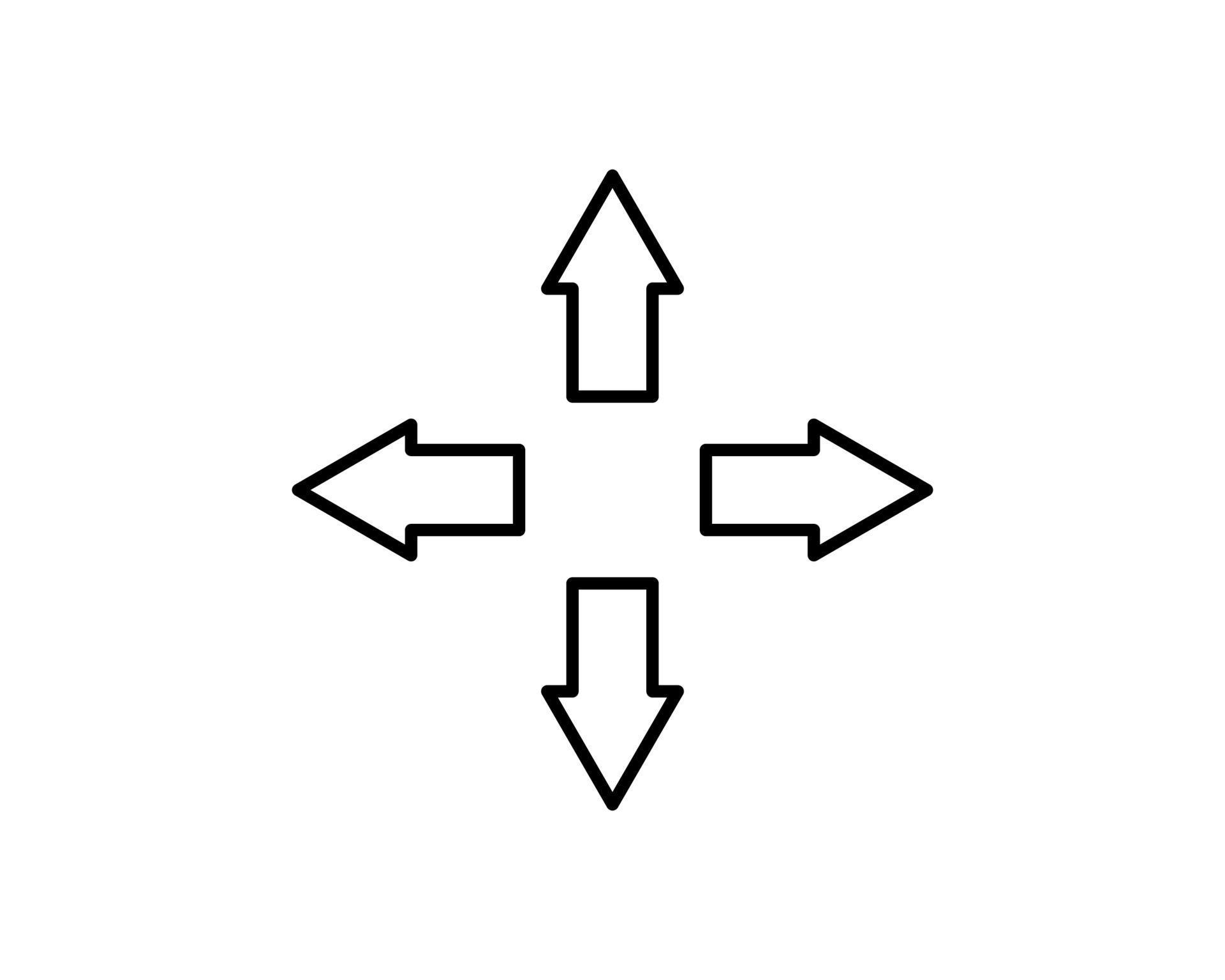 Joystick arrows button line icon. linear style sign for mobile concept and web design. Arrows in ...