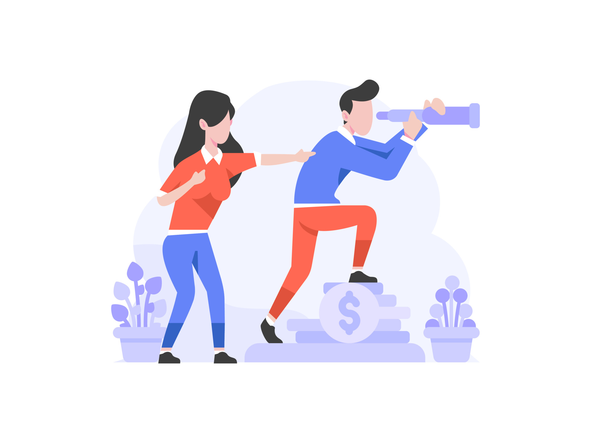 Vector Illustration Business and finance man and women vision seeing ... Vector Illustration Business and finance man and women vision seeing ...