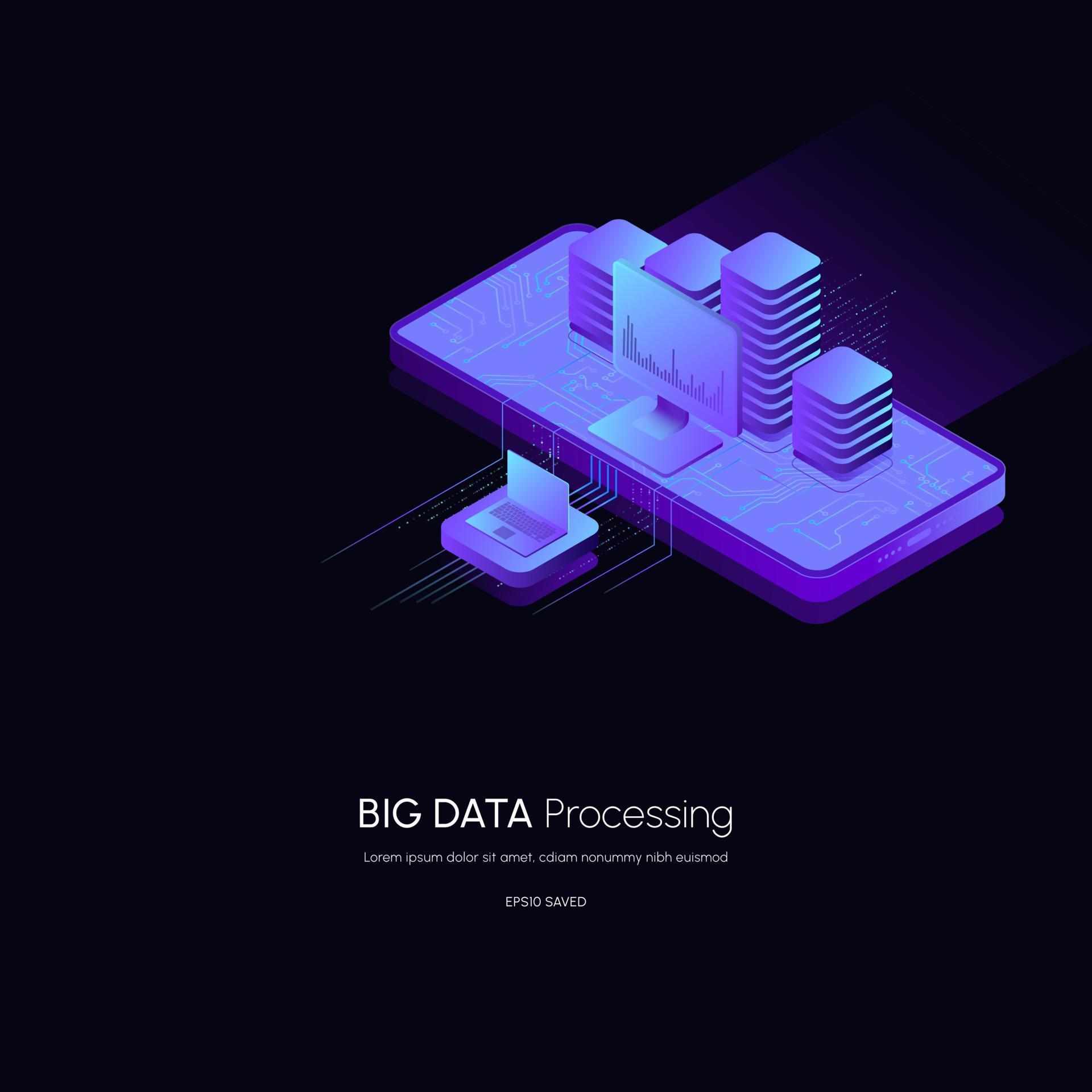 Data visualization concept. Data analytics platform 3d isometric vector ...