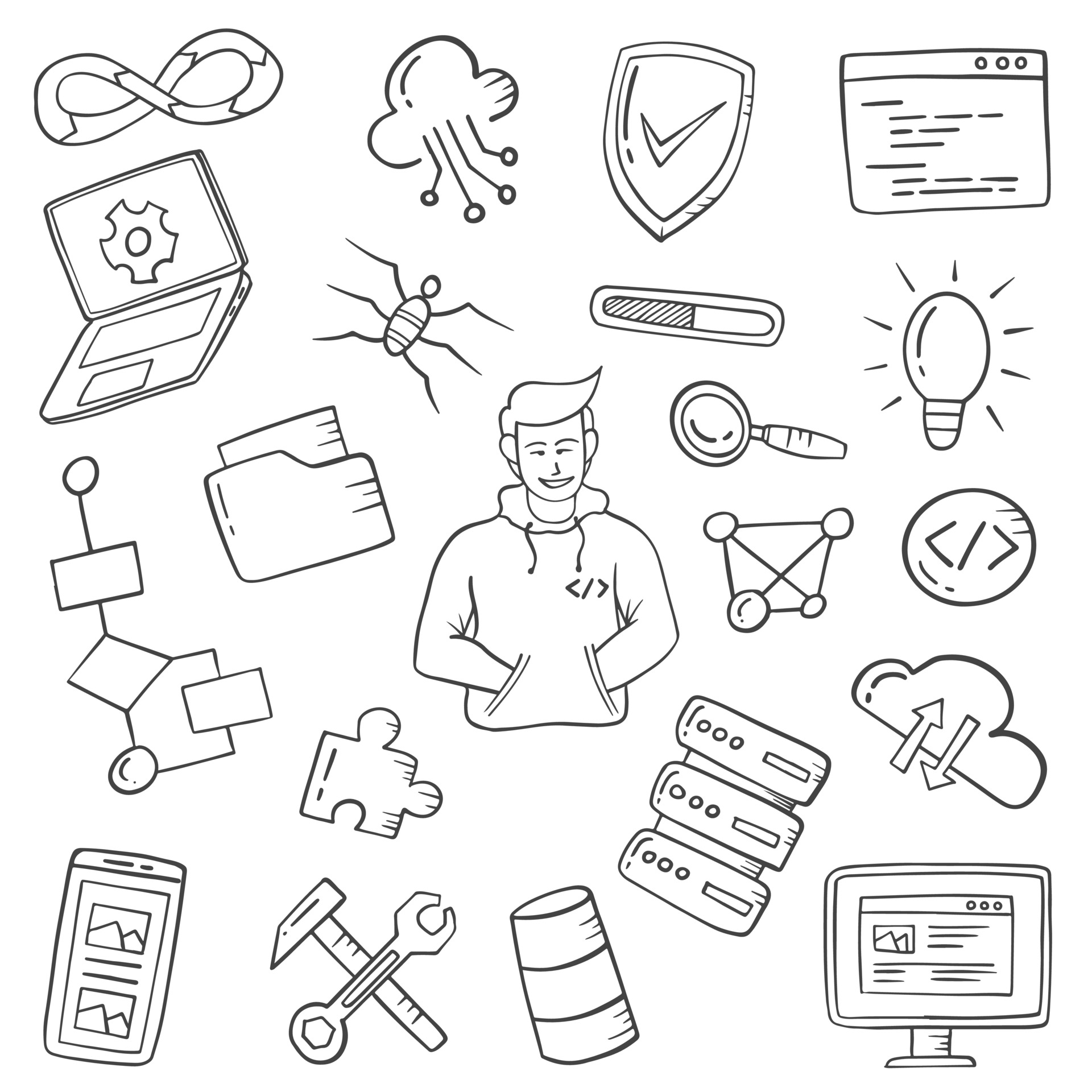 programmer jobs or profession doodle hand drawn set collections 3527241 ... programmer jobs or profession doodle hand drawn set collections 3527241 ...