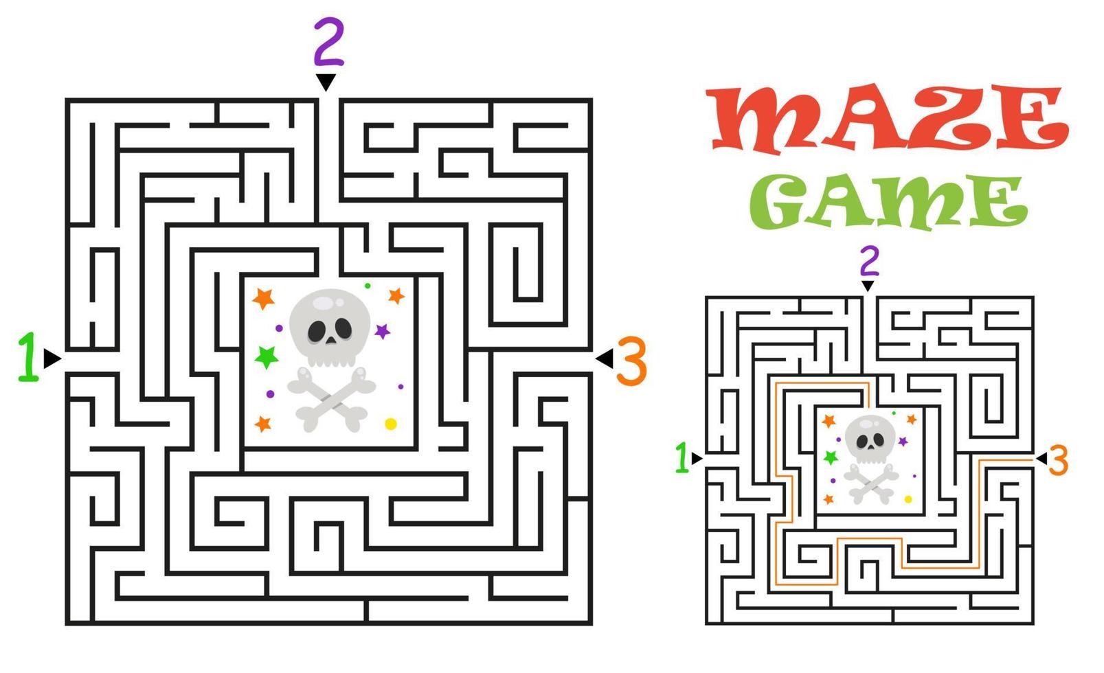 Rectangular halloween maze labyrinth game for kids. Labyrinth logic ...