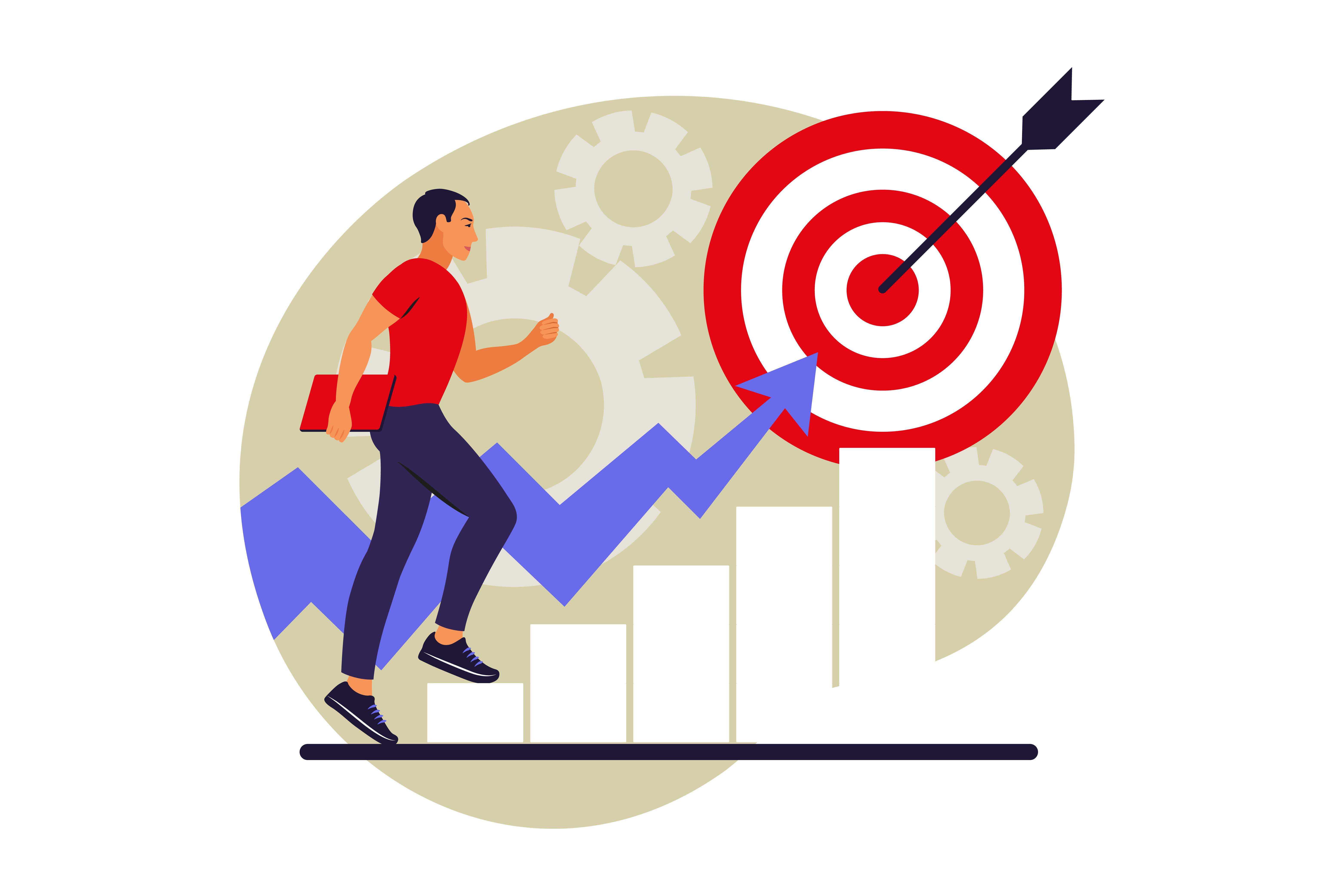 In progress. Man run to their goal. Vector illustration. Flat 3528131 ... In progress. Man run to their goal. Vector illustration. Flat 3528131 ...