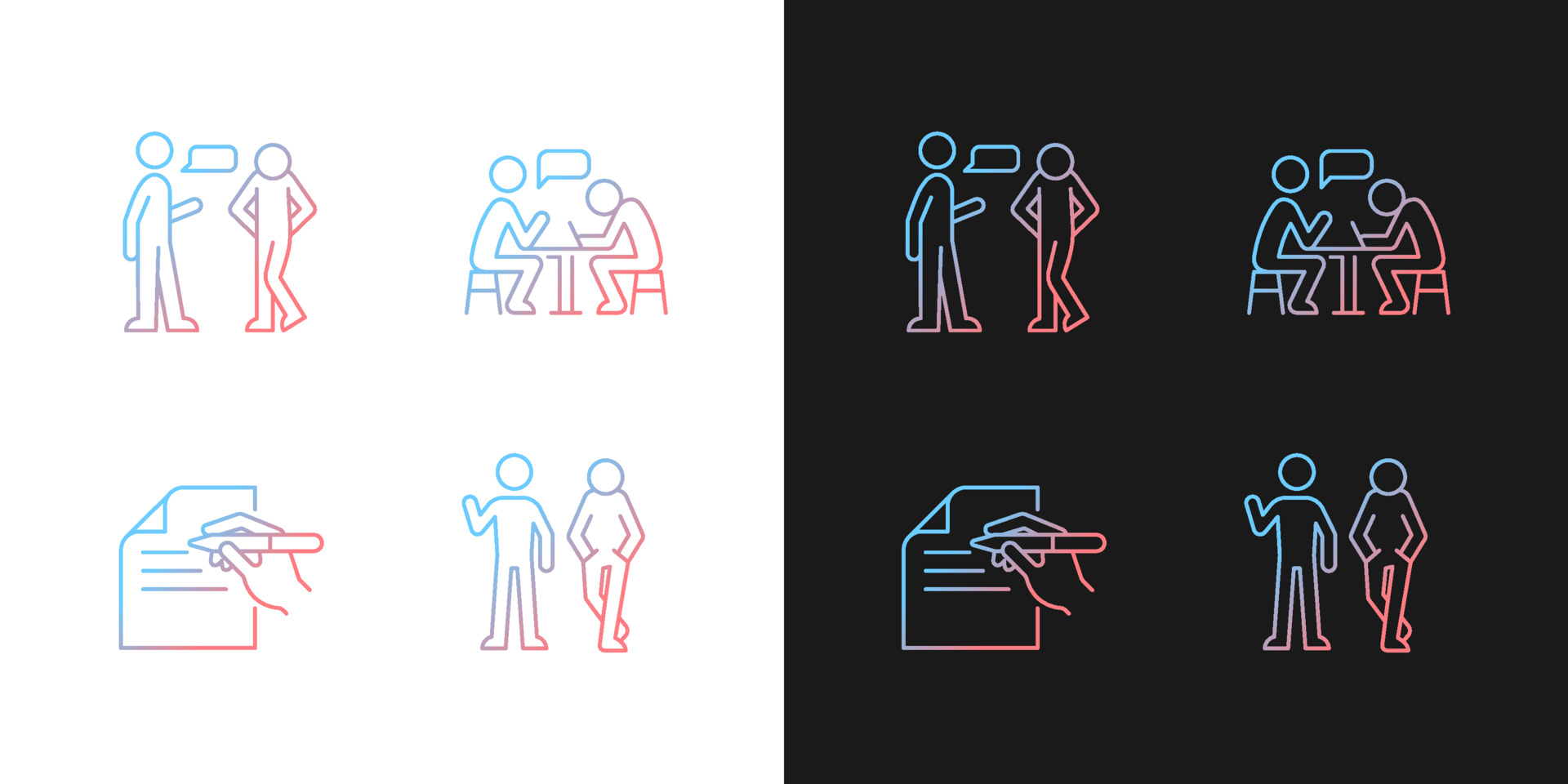 Understanding In Communication Gradient Icons Set For Dark And Light Mode 3530298 Vector Art At