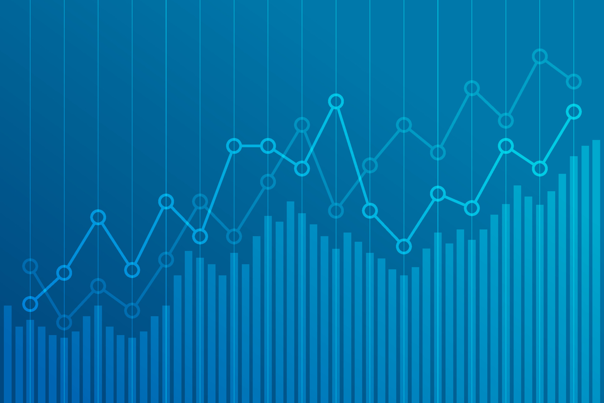 Abstract financial chart with uptrend line graph on blue background. 3533304 Vector Art at Vecteezy