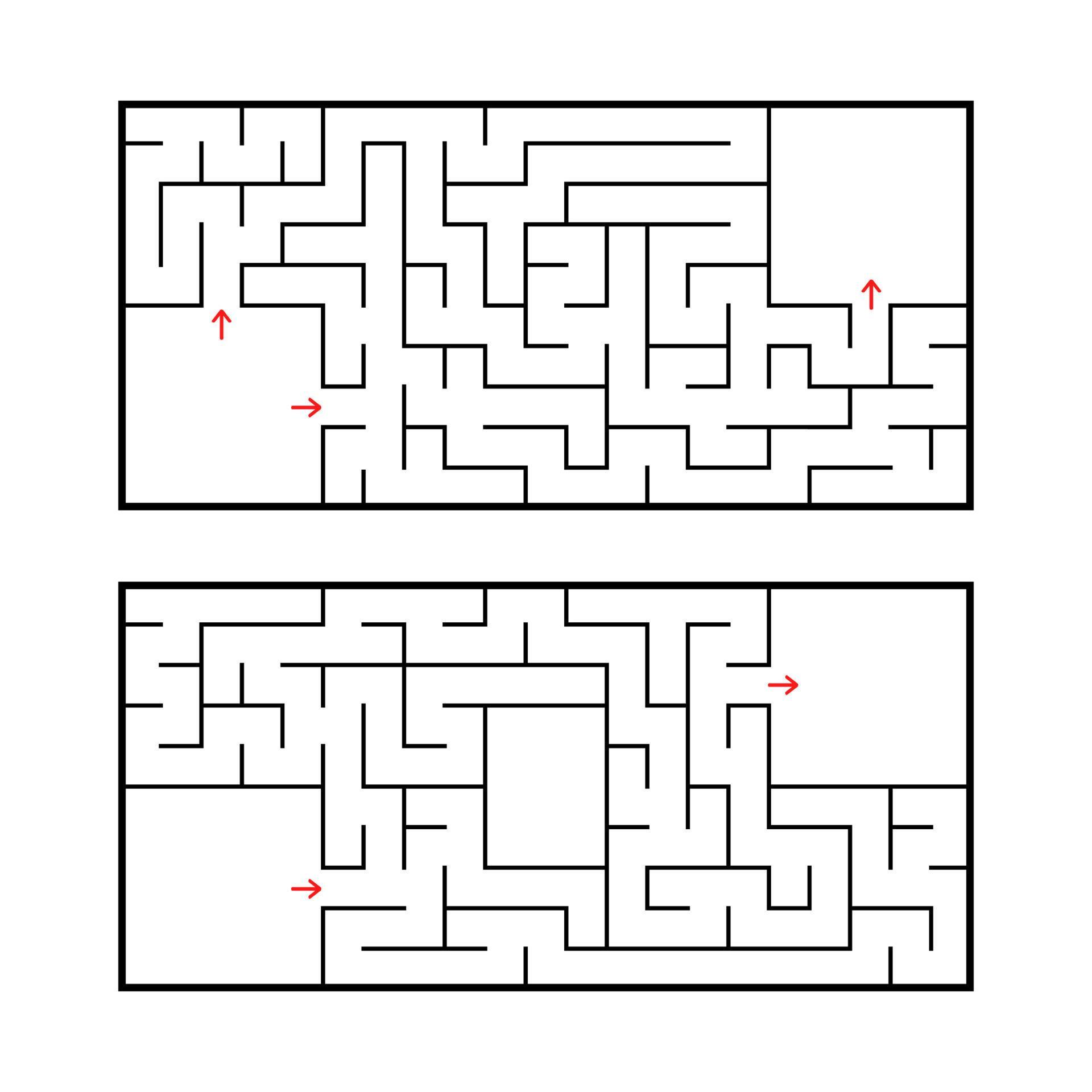 A set of two rectangular labyrinths. Simple flat vector illustration isolated on white ...