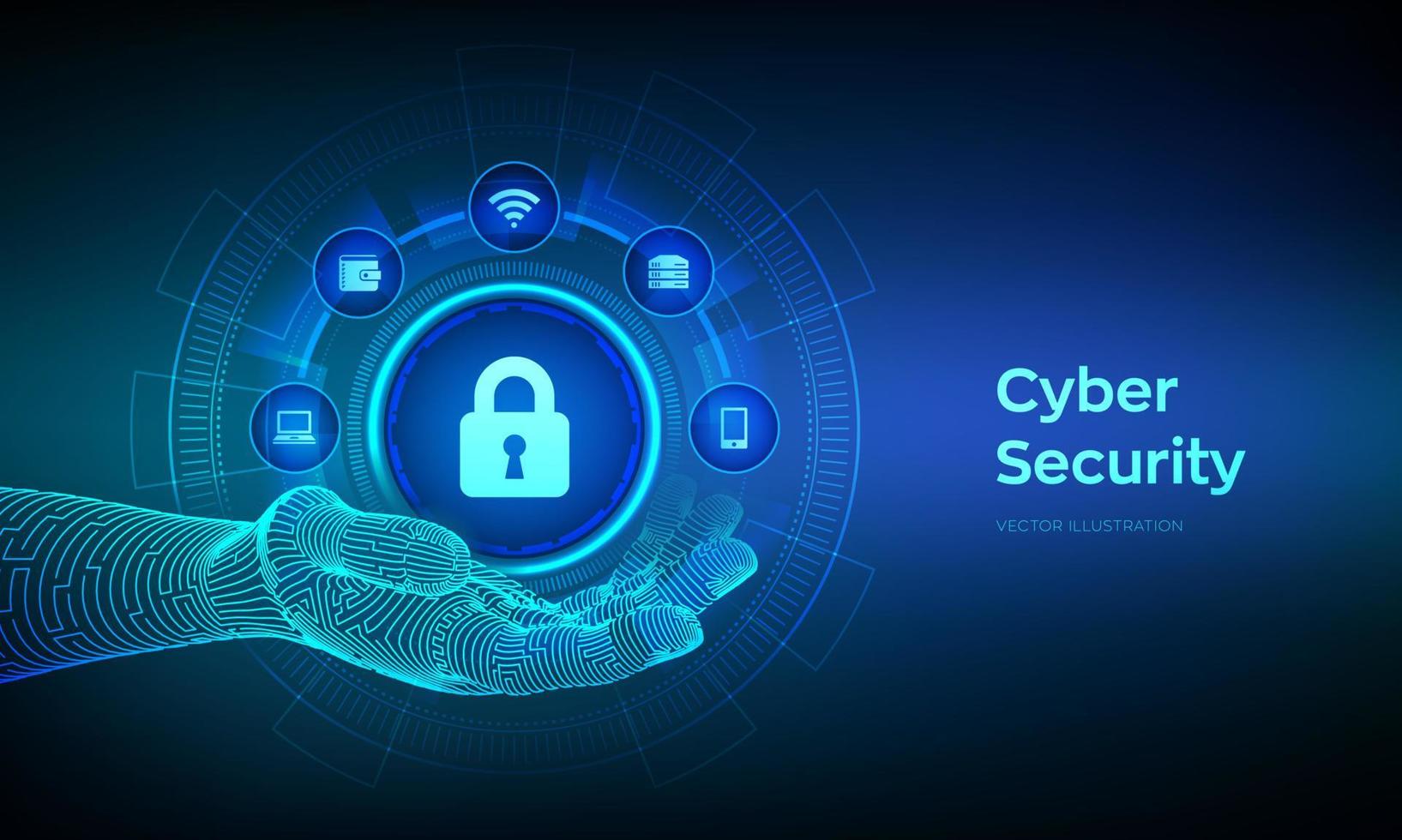 Cyber Security Data Protection Concept On Virtual Screen Padlock With