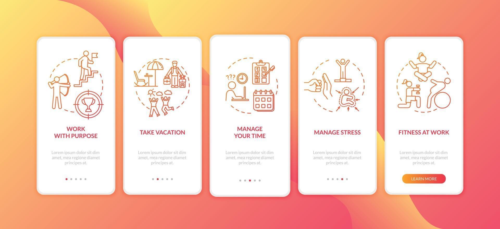 Avoid Burnout Onboarding Mobile App Page Screen With Concepts 3538988