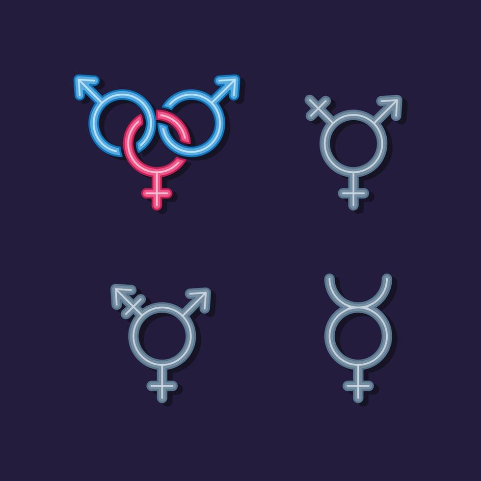 Gender Icon Male Female Couple Lgbt Men Woman Lesbian Flat Sexual