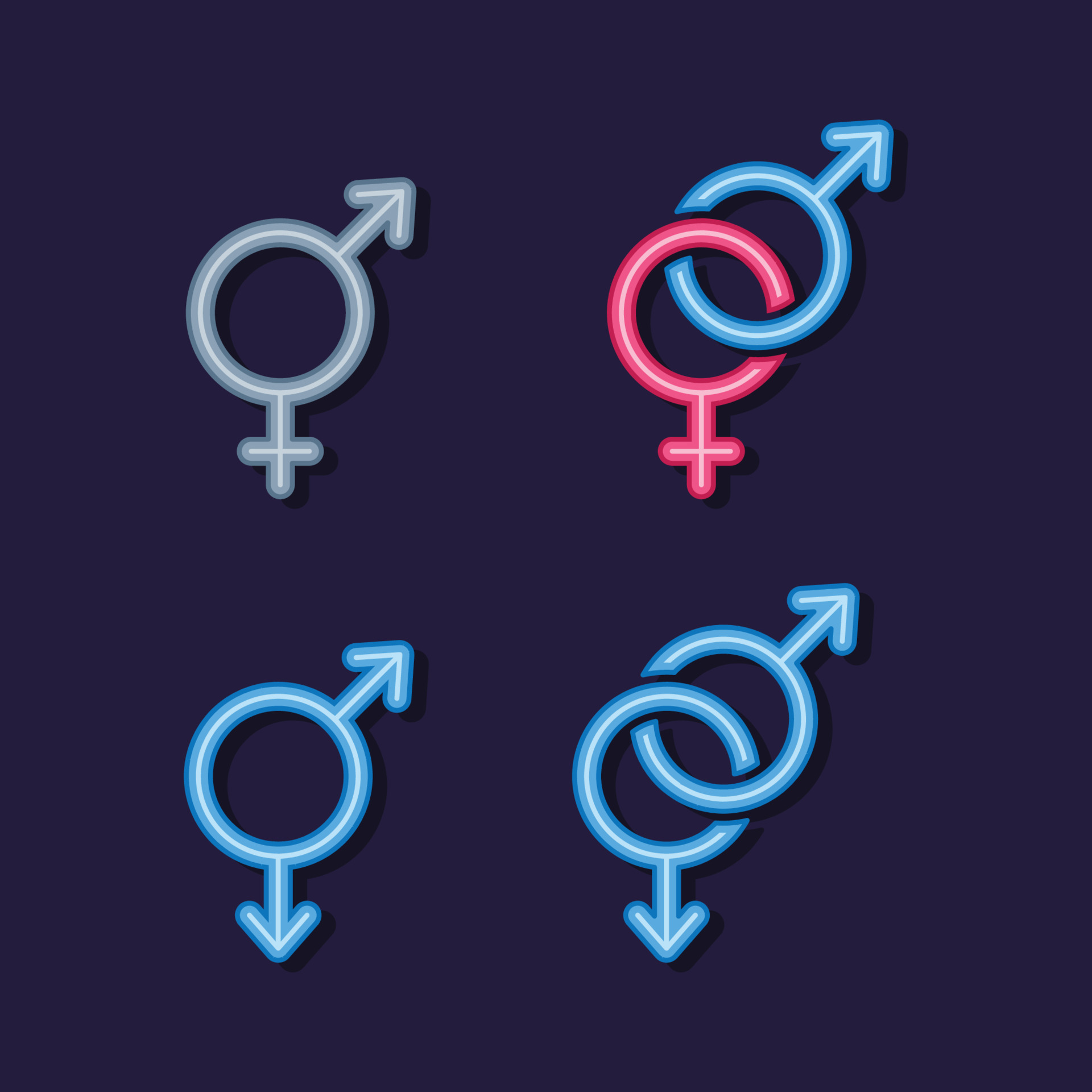 Gender Icon Male Female Couple Lgbt Men Woman Lesbian Flat Sexual