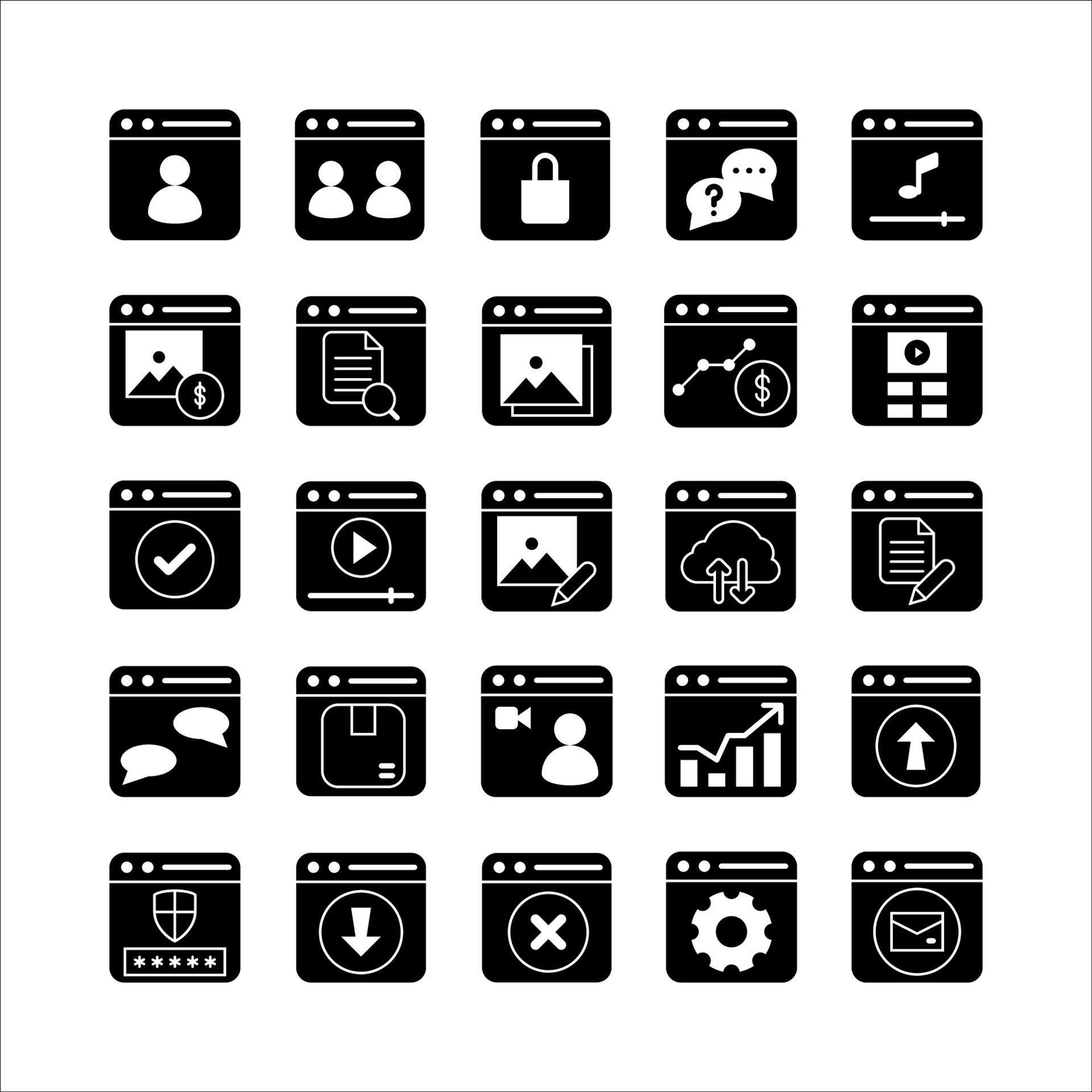 Website icon set vector solid for website, mobile app, presentation ...