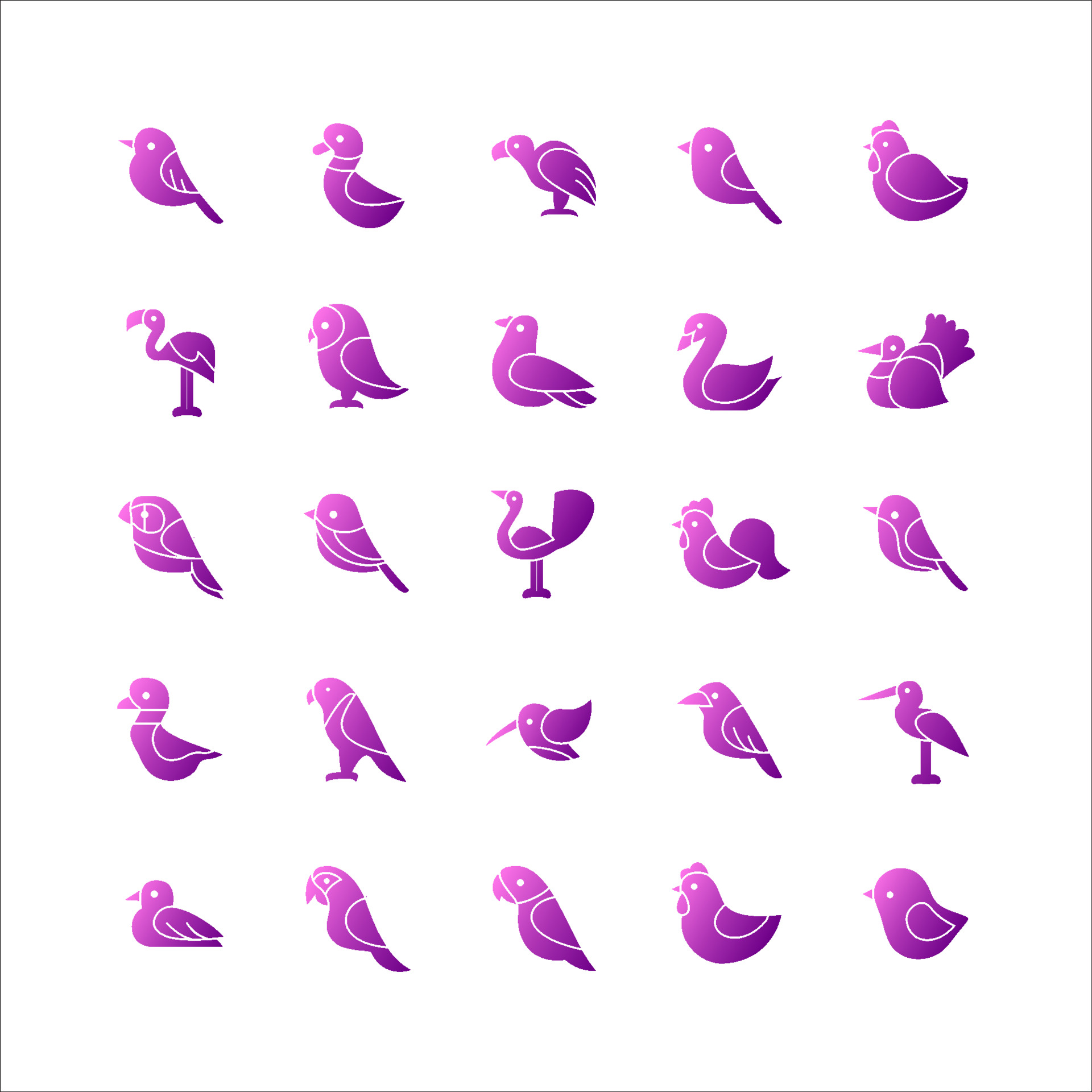 Bird icon set vector gradient for website, mobile app, presentation ...