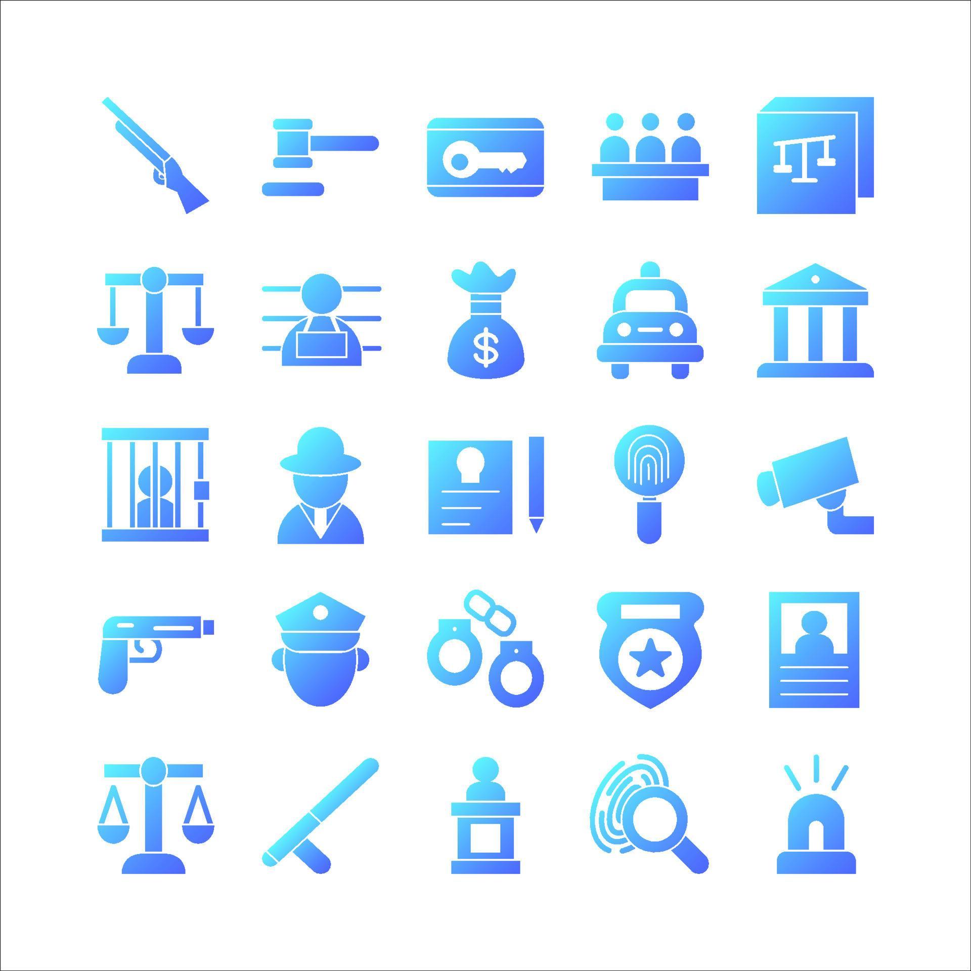 Law icon set vector gradient for website, mobile app, presentation ...