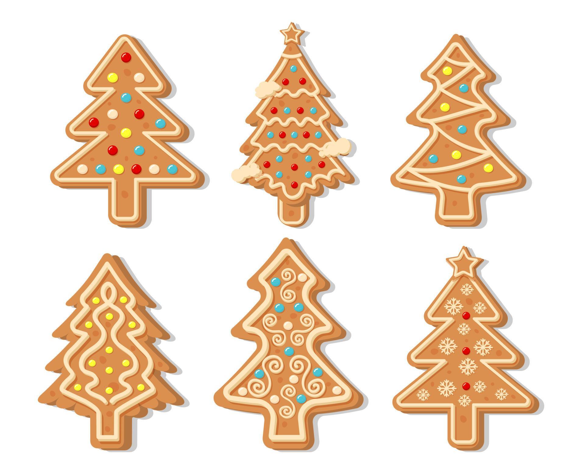 Christmas gingerbread trees vector collection. 3545695 Vector Art at ...