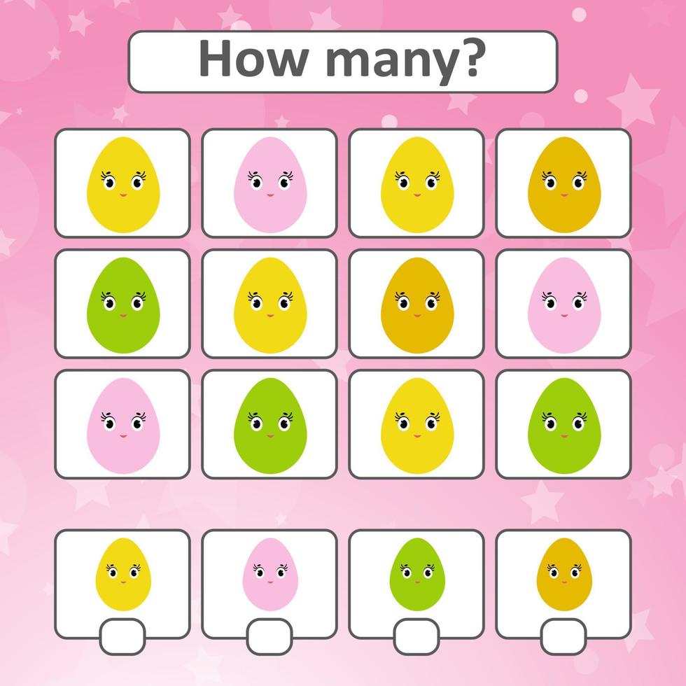 Game for preschool children. Count out how many Easter eggs in the ...