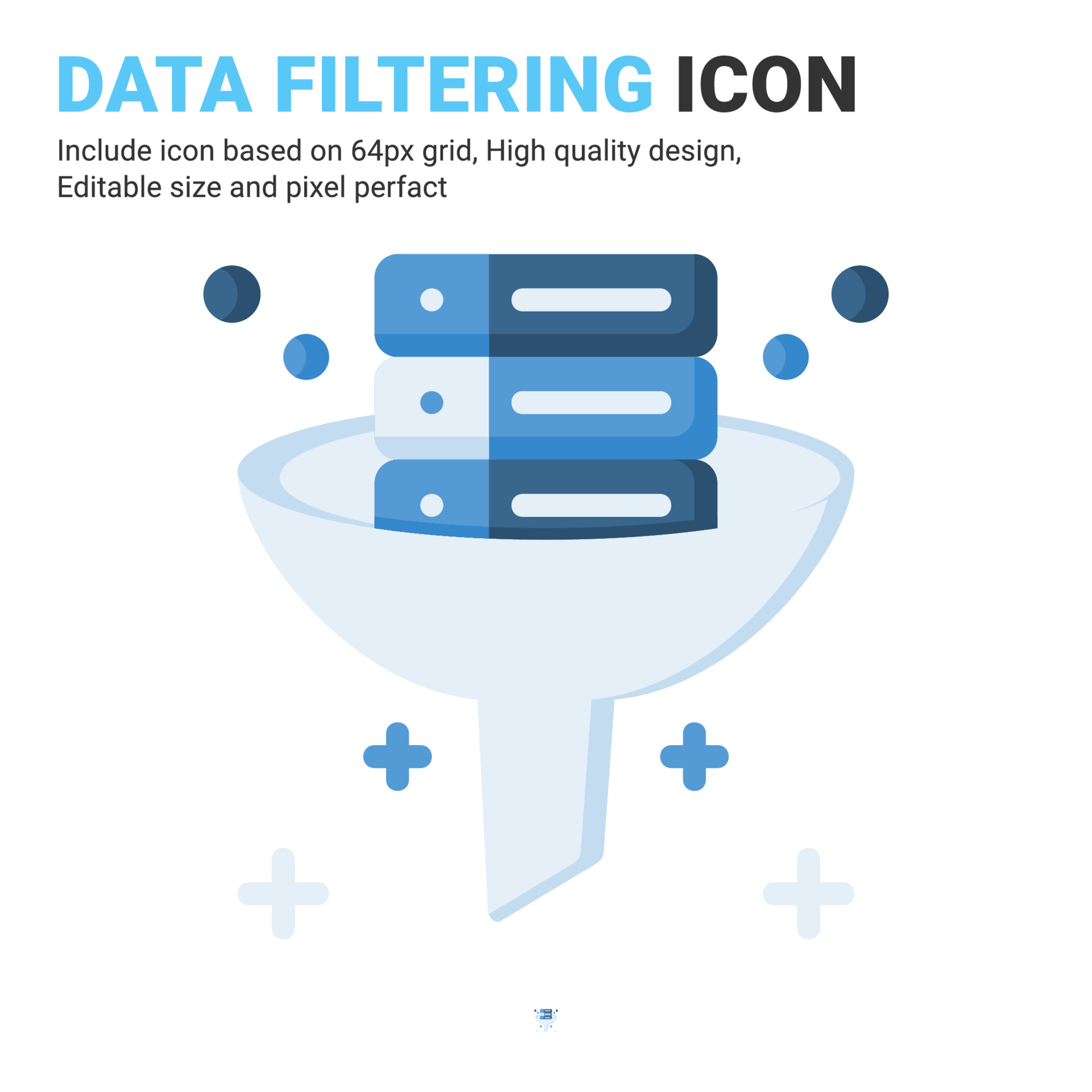 Data filtering icon vector with flat color style isolated on white ...