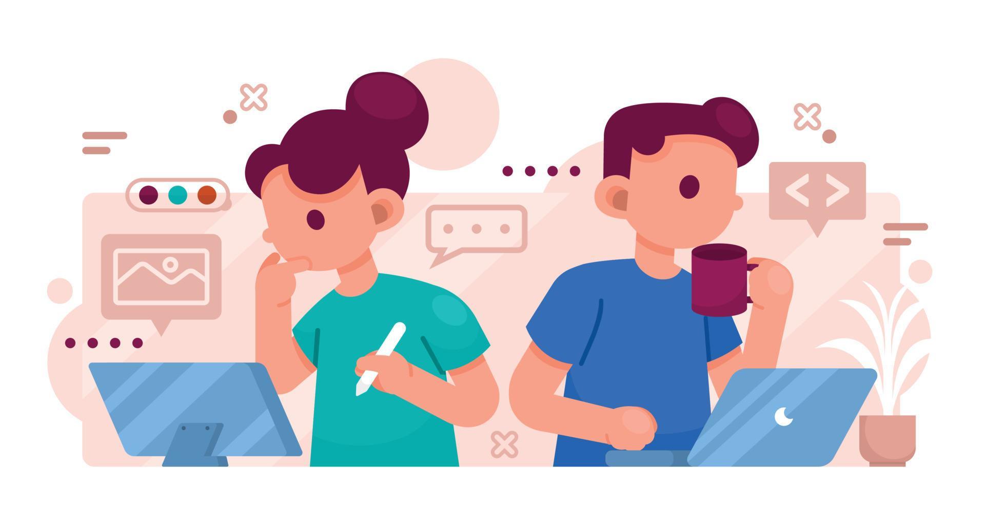 Collaboration Work Between Graphic Designer and Programmer 3549514 ...