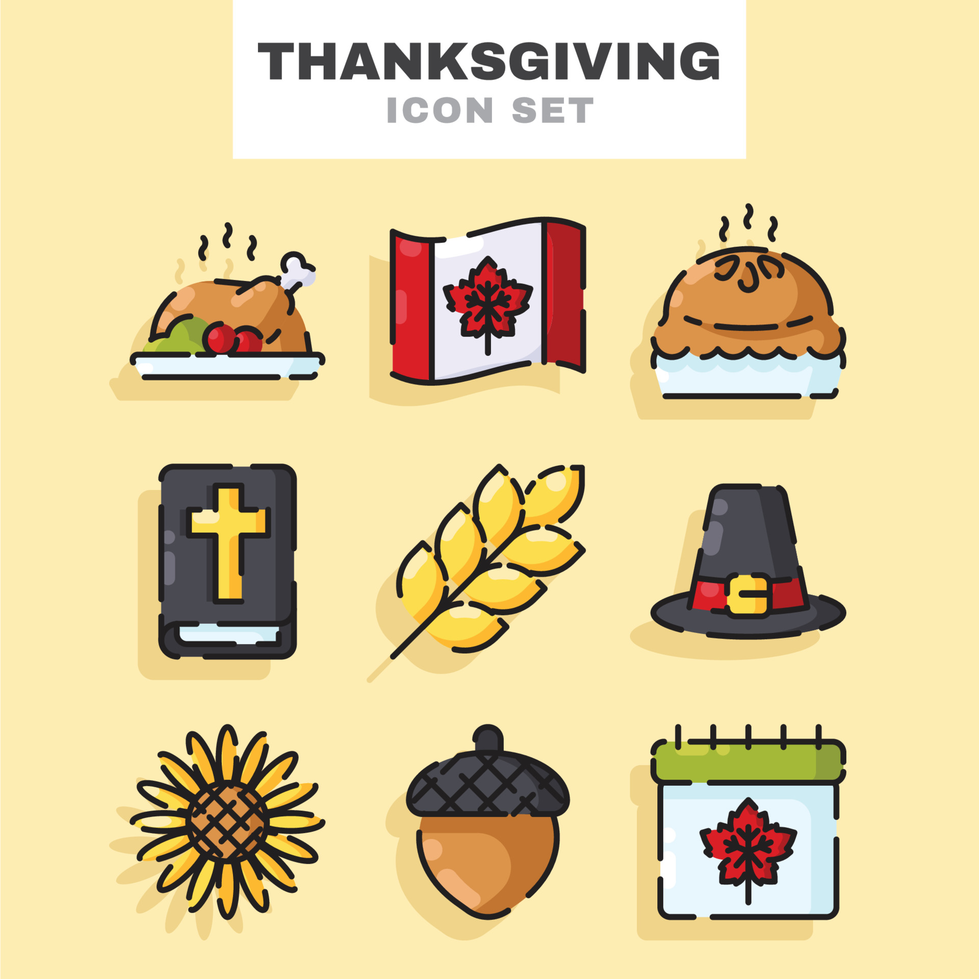 Thanksgiving Icon Set 3549552 Vector Art at Vecteezy