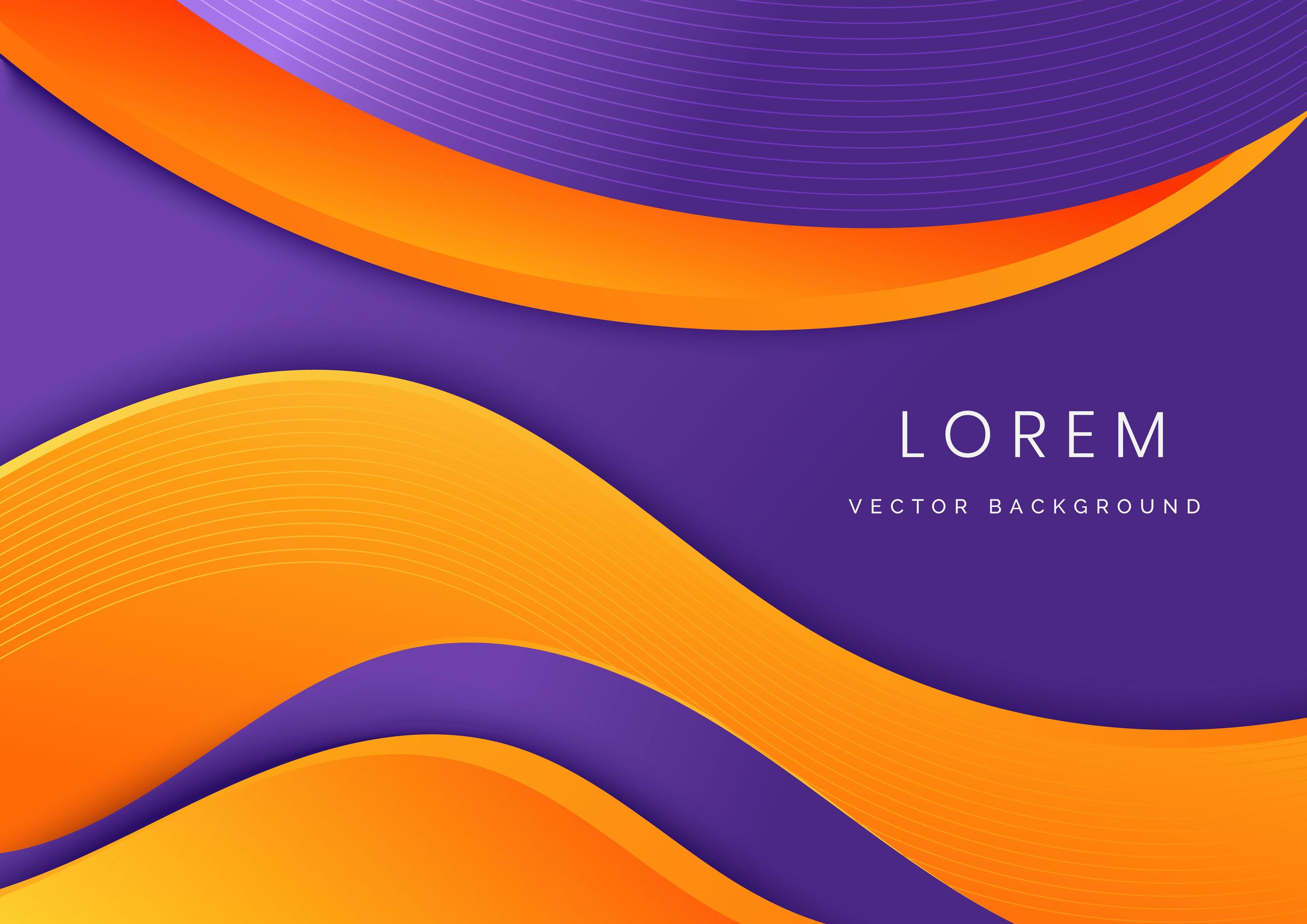 Abstract modern orange and purple gradient waves overlap background with copy space for text ...