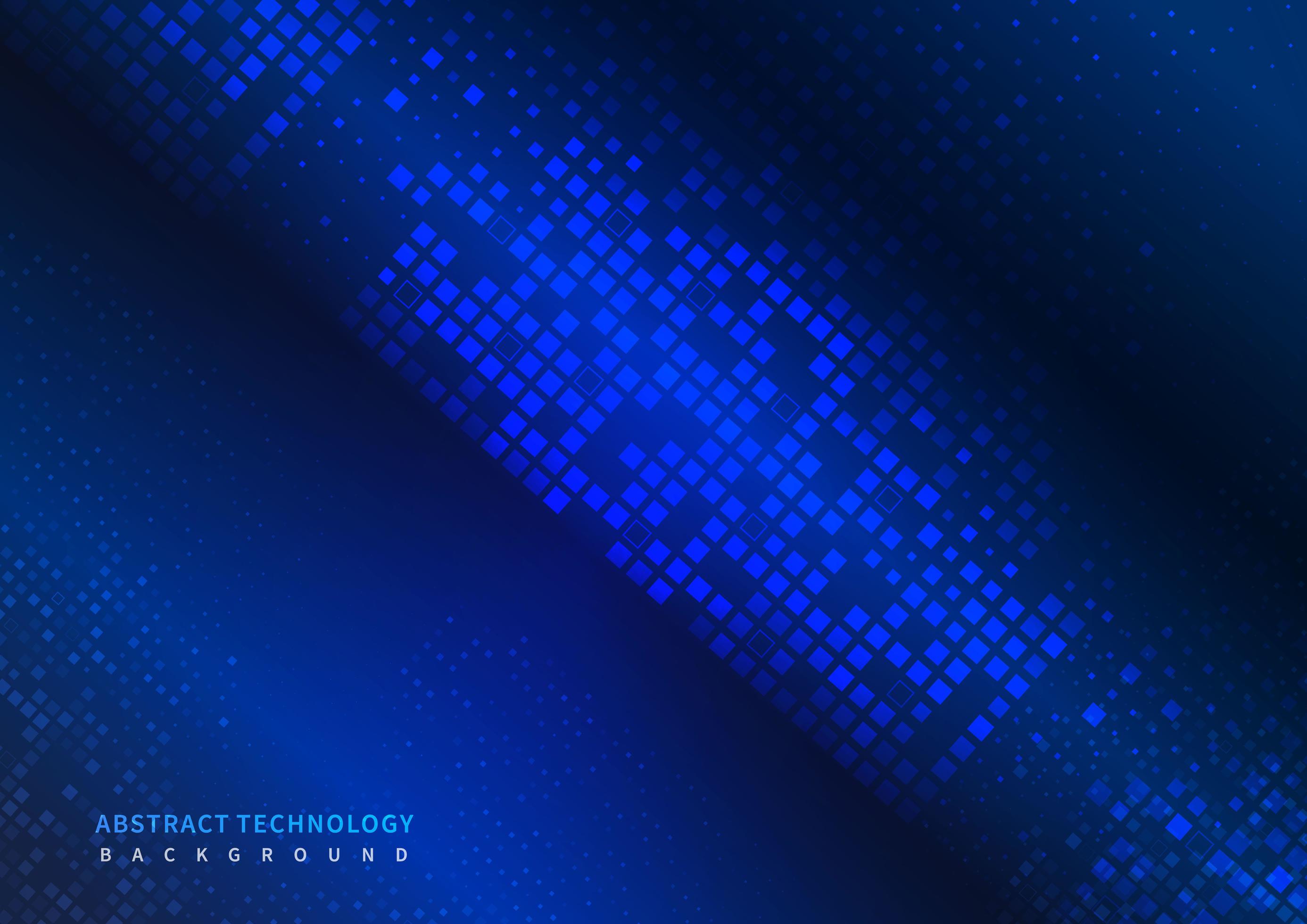 Abstract technology futuristic digital concept square pattern with lighting glowing particles ...
