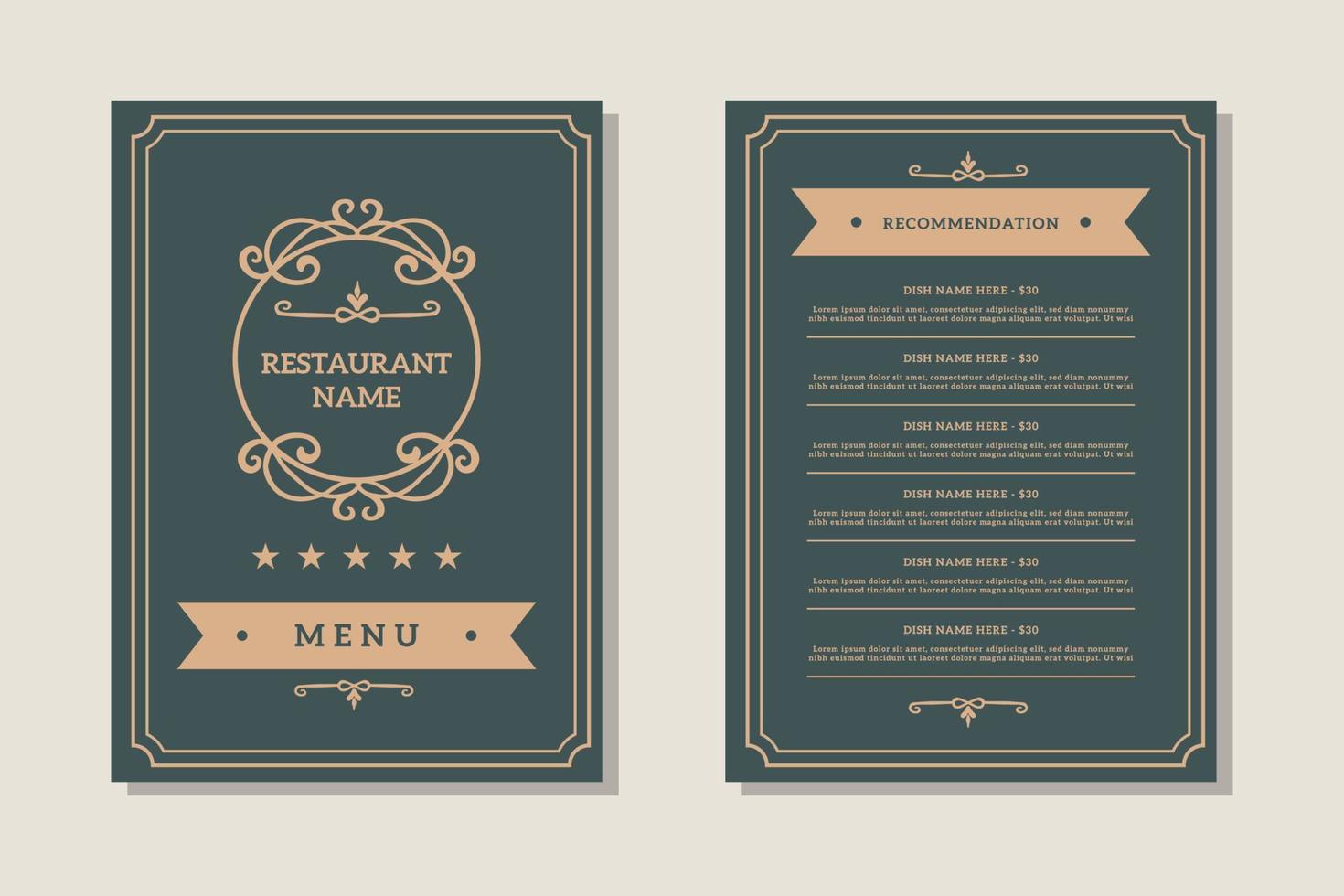 simple restaurant menu vector design template with ornament 3552035 ...