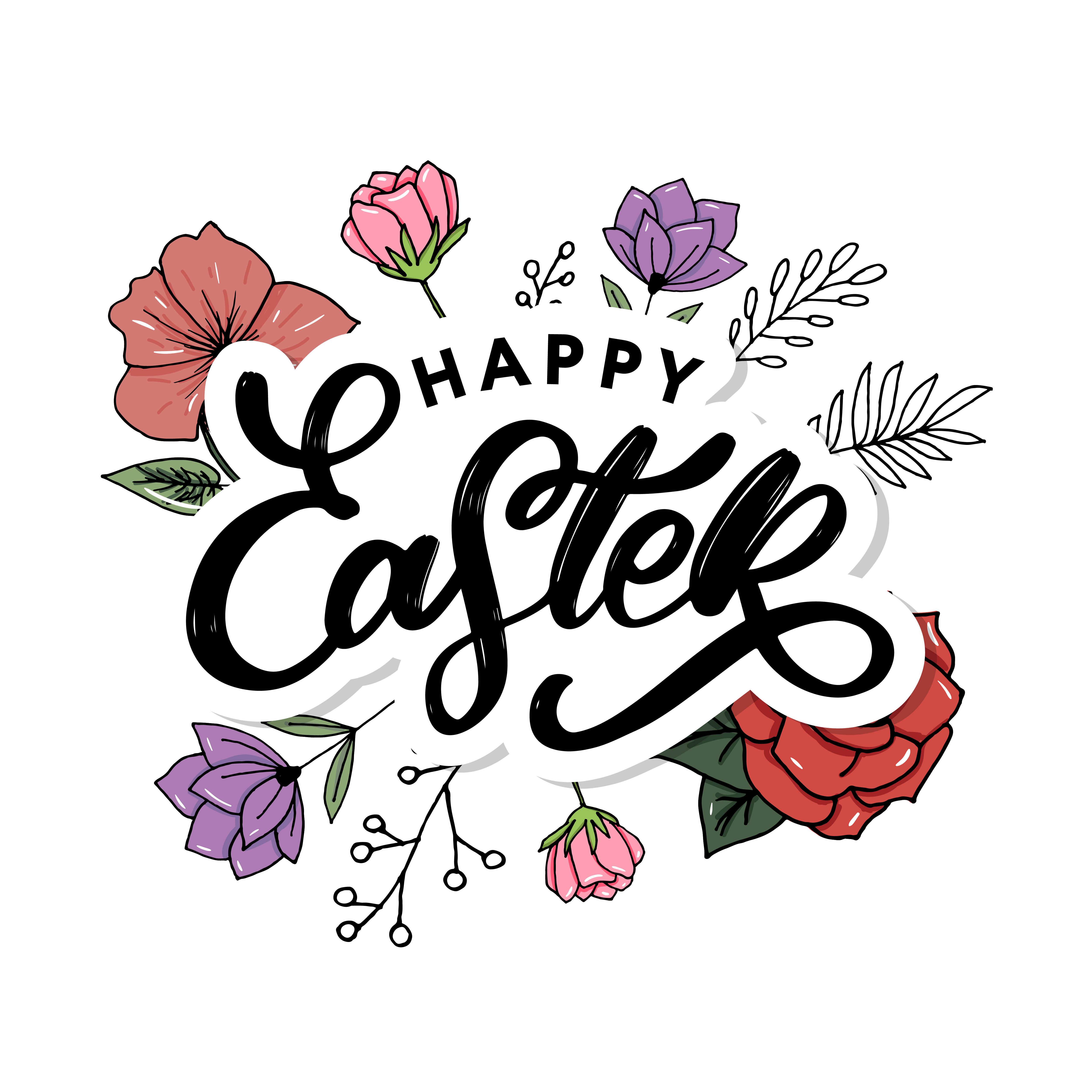 Happy Easter Lettering Card Hand Drawn Lettering Poster For Easter